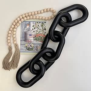 Amazon.com: Wood Chain Link Decor & Beaded Garland-Decorative Wood ...