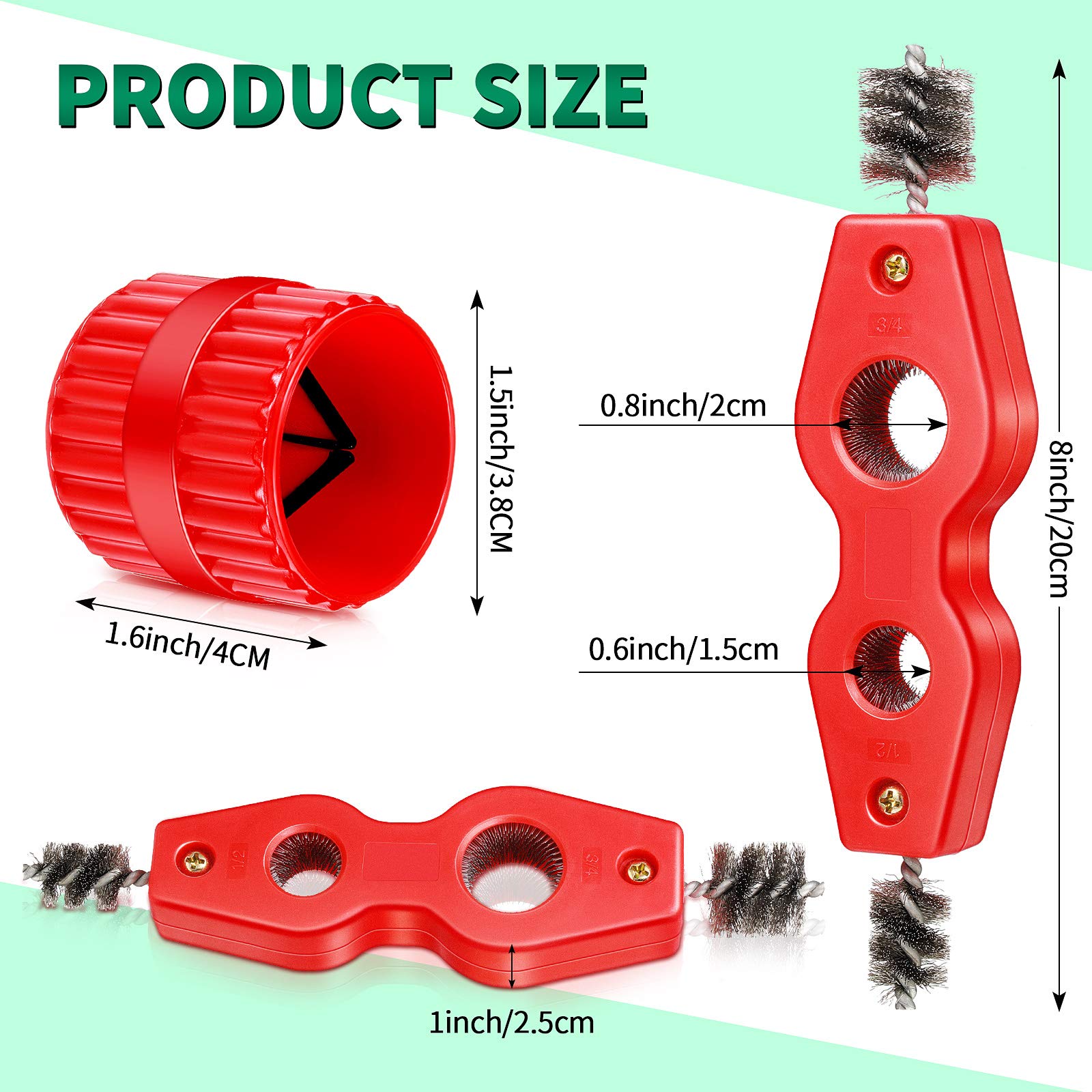 Snapklik.com : 4 Pieces 4 In 1 Copper Tubing Brush 1/2 In And 3/4 In ...