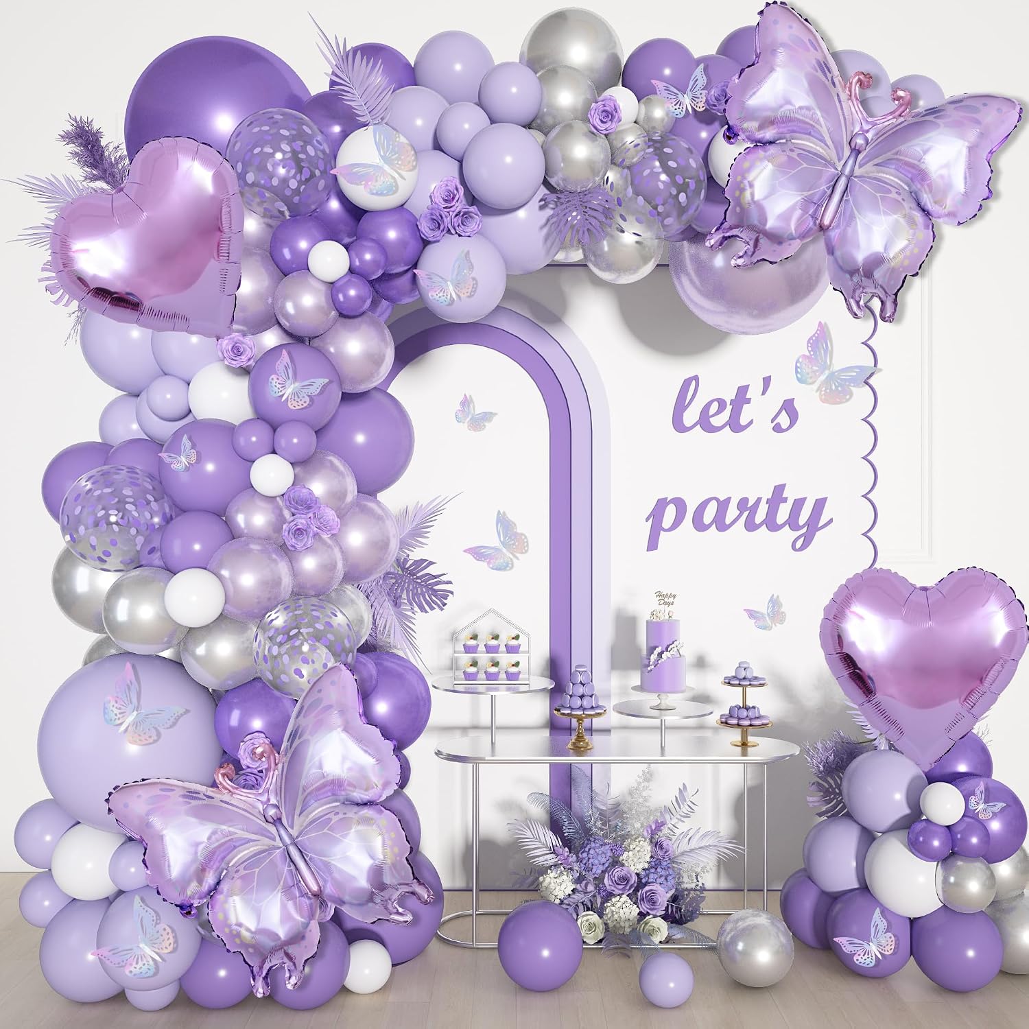 Amazon.com: Ouddy Life 171Pcs Purple Butterfly Balloons Arch Garland ...