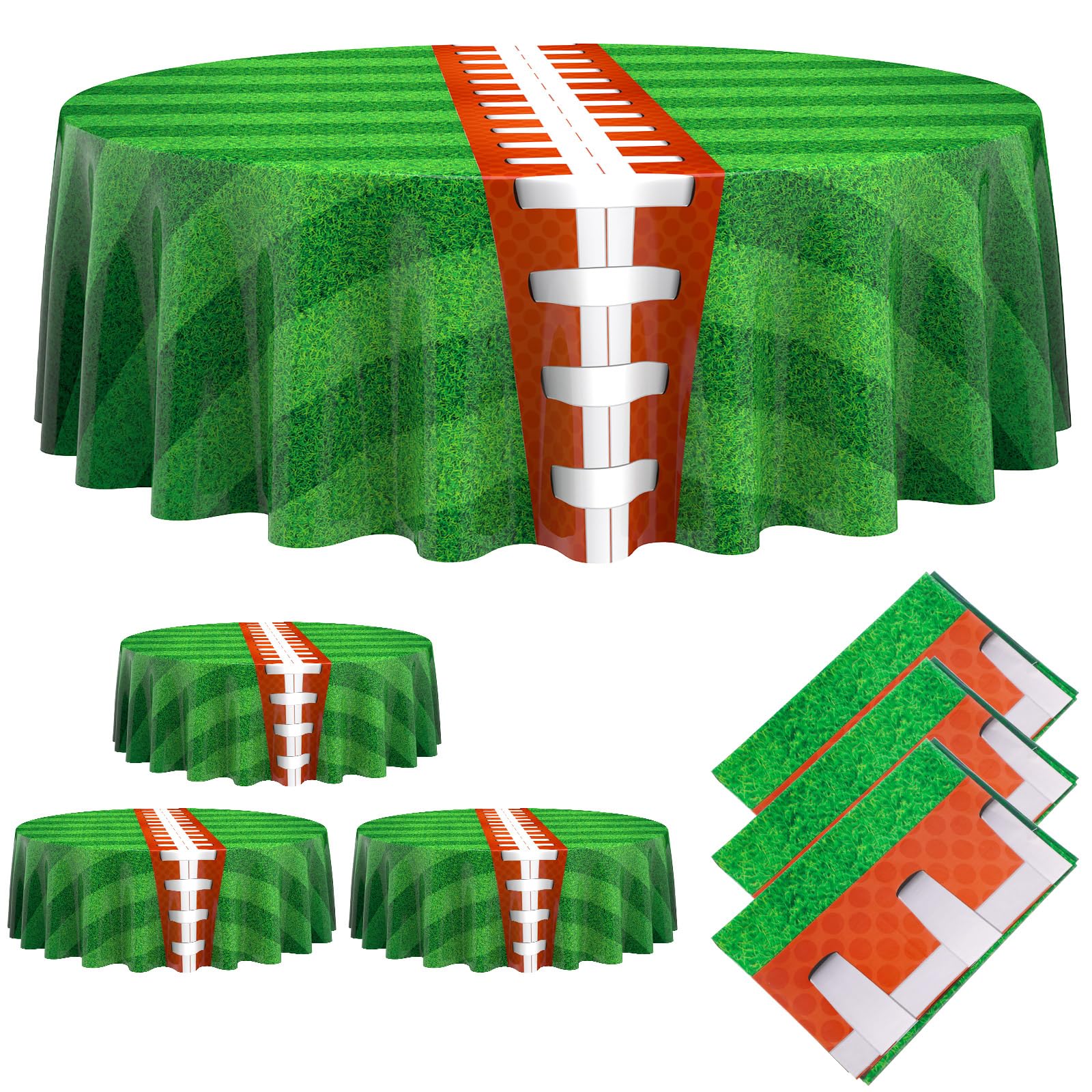 Amazon.com: Oudain Football Party Tablecloth 84 Inches Football Round ...