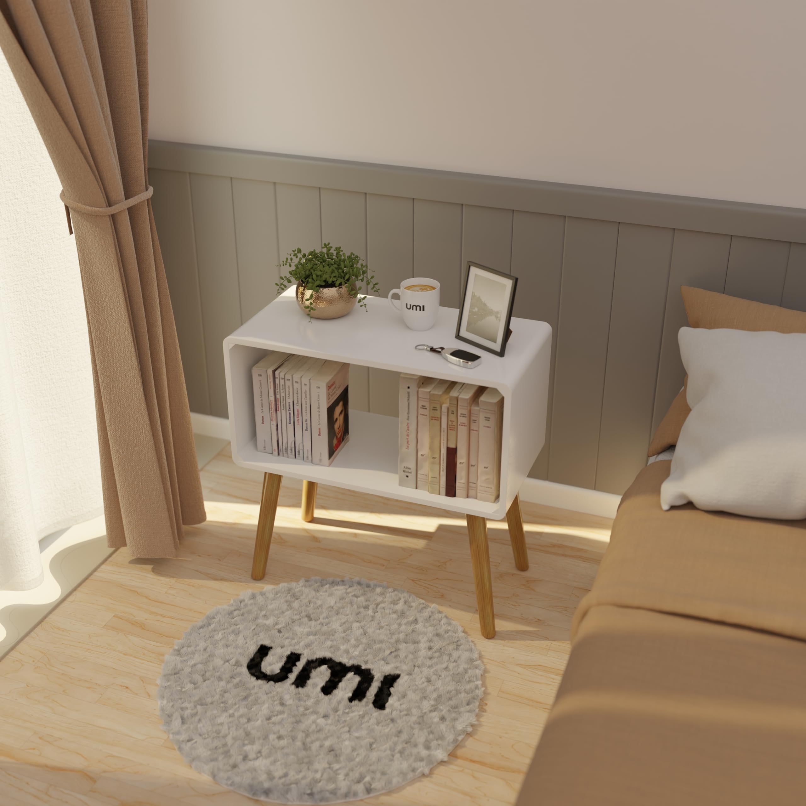 Amazon Brand - Umi Retro Bookcase Nightstand, End Table,Bed Side Table for Small Spaces Magazine ...