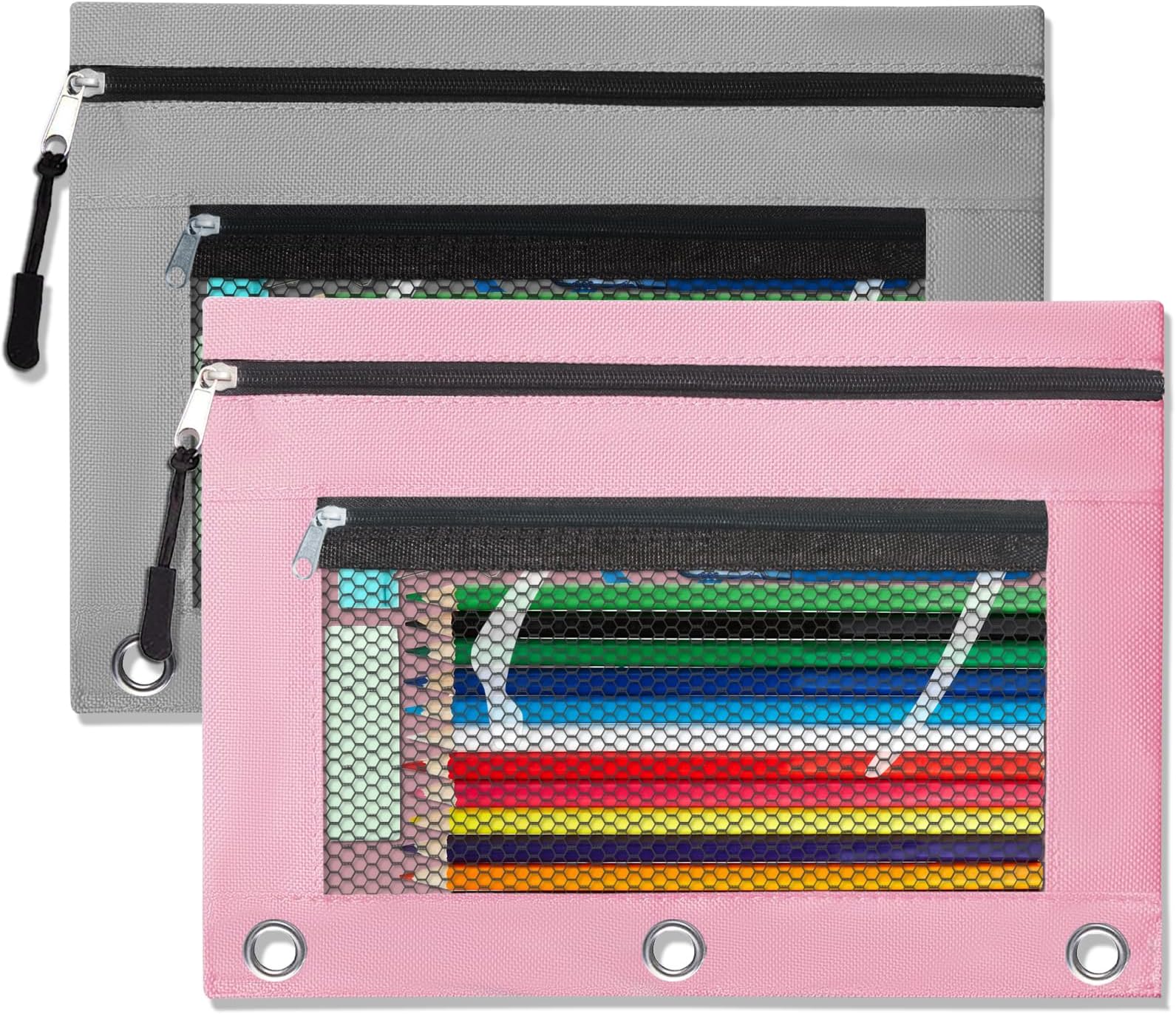 Amazon.com: Kosiz 6 Pcs Pencil Pouch, 3 Ring Binder Pencil Pouch, 2 ...