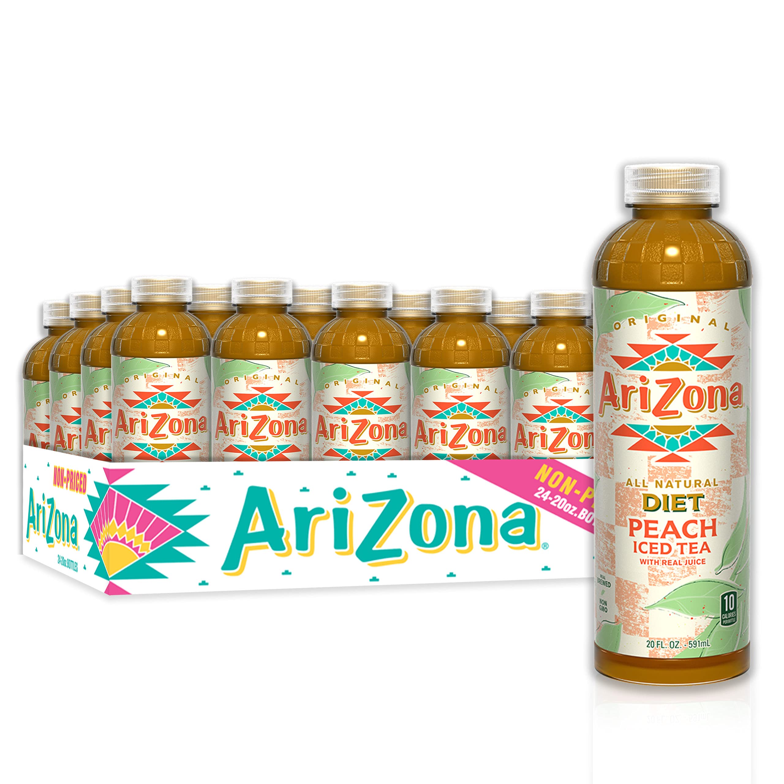 Amazon.com: AriZona Diet Peach Tea, 20 Fl Oz, Pack of 24 - All Natural ...