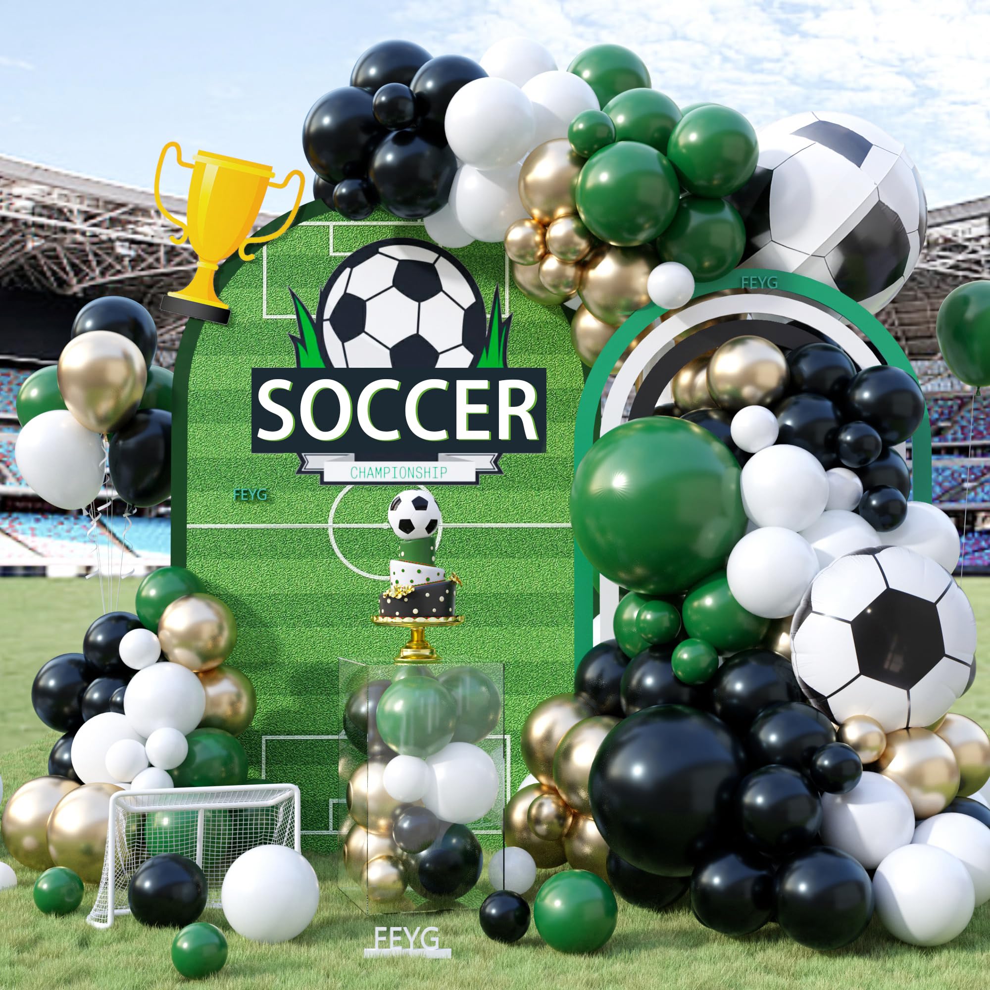 Amazon.com: Soccer Balloon Arch Kit,Green Black White and Sand Gold ...