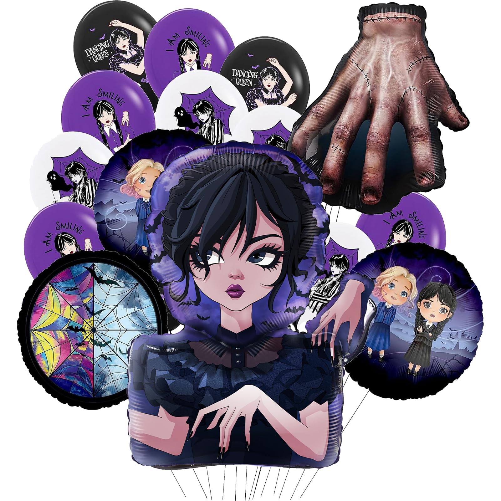 CYMYLAR Jumbo 17Pcs Wednesday Balloon Addams Birthday Party Balloons ...