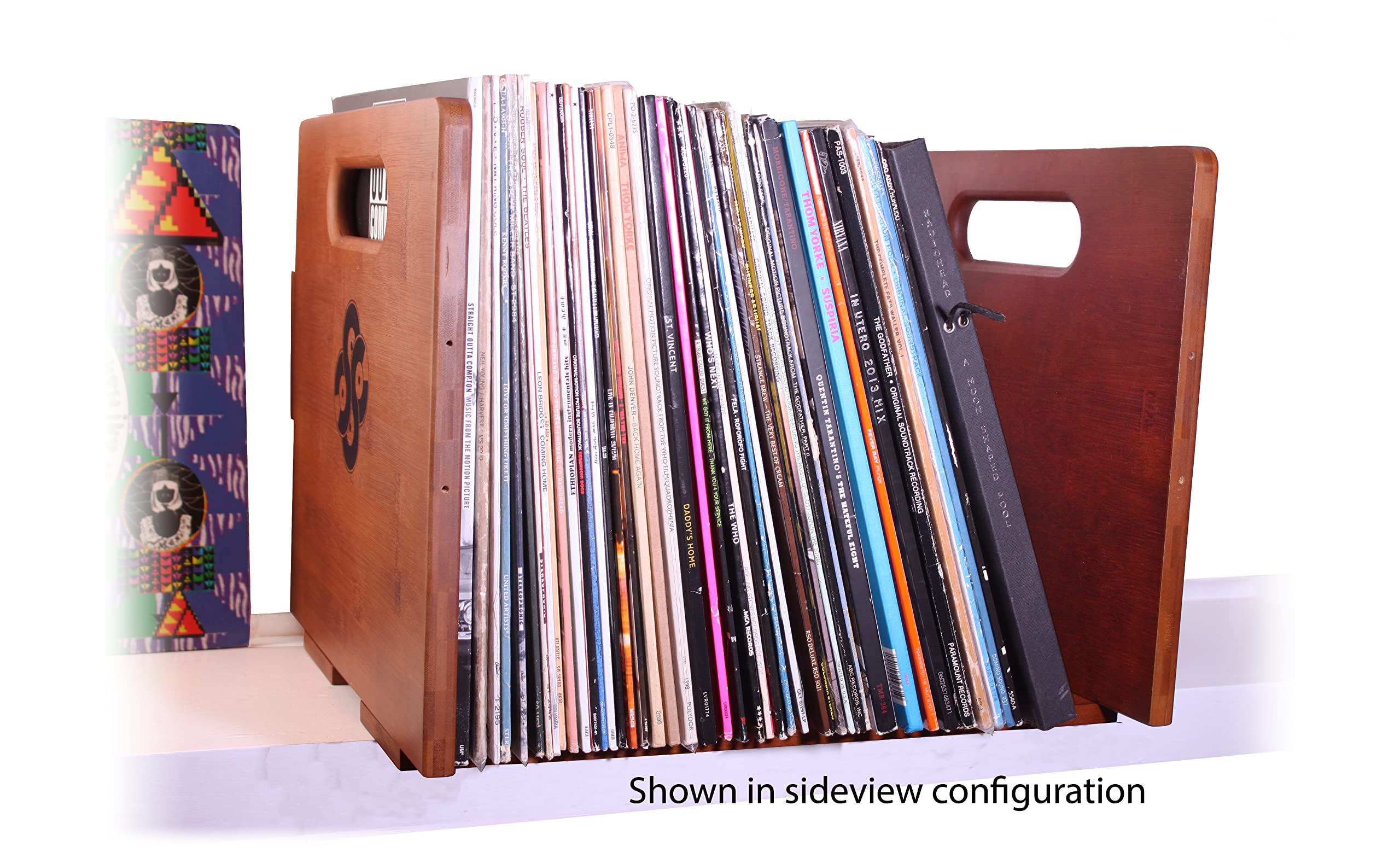 Sound Stash High End Bamboo Record Crate, Holds Up to 80 Records (Dark ...