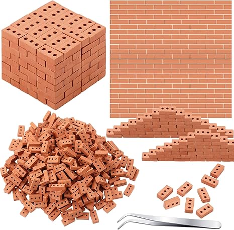 Amazon.com: Libima 350 Pcs Mini Red Bricks with Tweezers 1/12 Scale ...