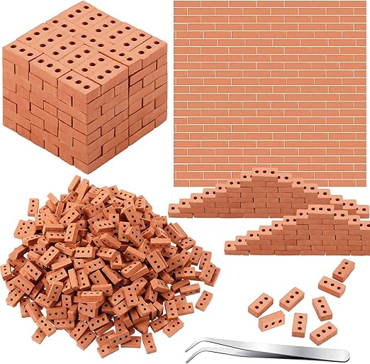 Amazon.com: Libima 350 Pcs Mini Red Bricks with Tweezers 1/12 Scale ...