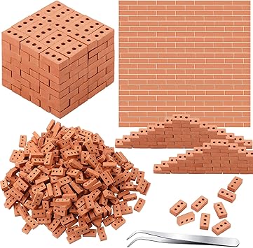 Amazon.com: Libima 350 Pcs Mini Red Bricks with Tweezers 1/12 Scale ...