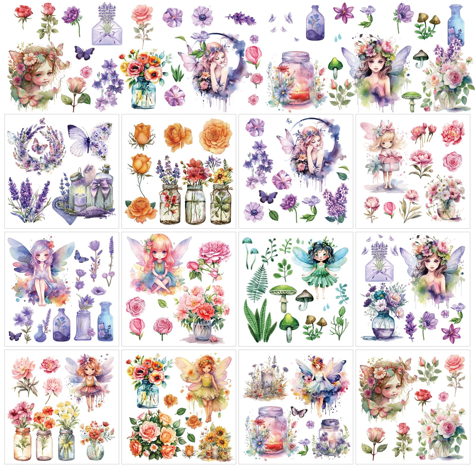 Amazon.com: Fairy Rub on Transfers for Crafts - 12 Sheets Flower Fairy ...
