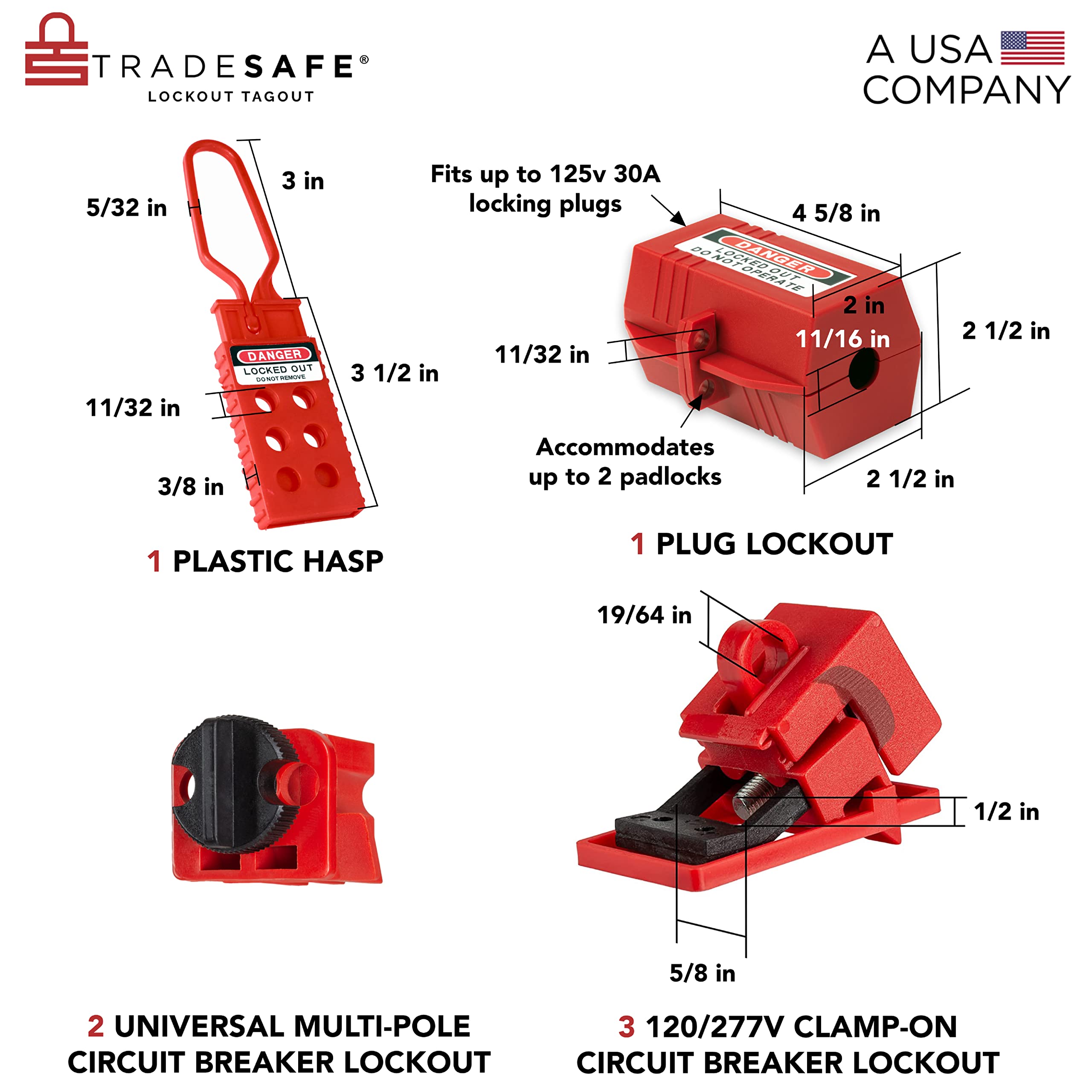 Snapklik.com : TRADESAFE Electrical Lockout Tagout Kit - Hasps, Clamp ...