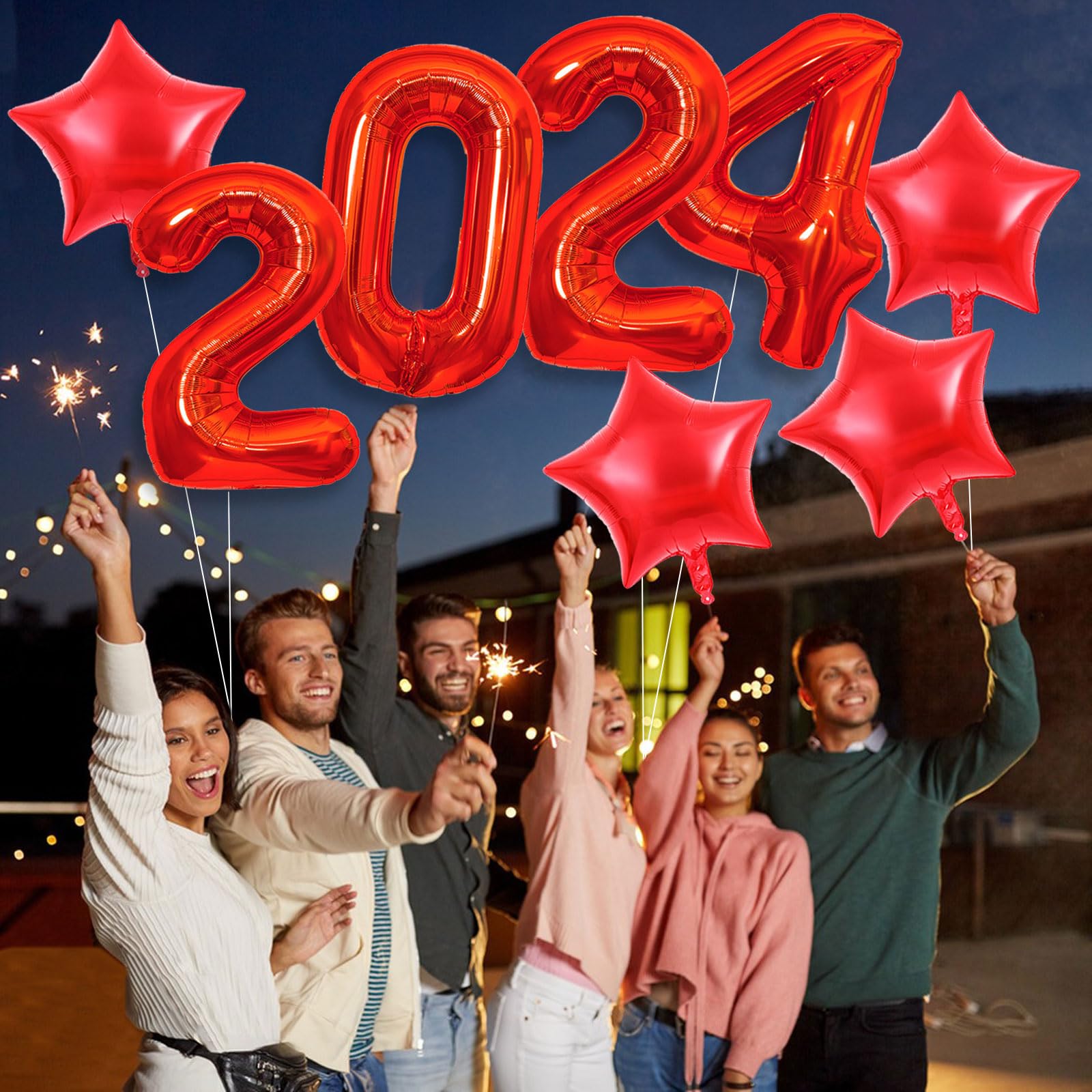 Snapklik.com : 40 Inch 2024 Balloons Set Red 2024 Number Balloons And ...