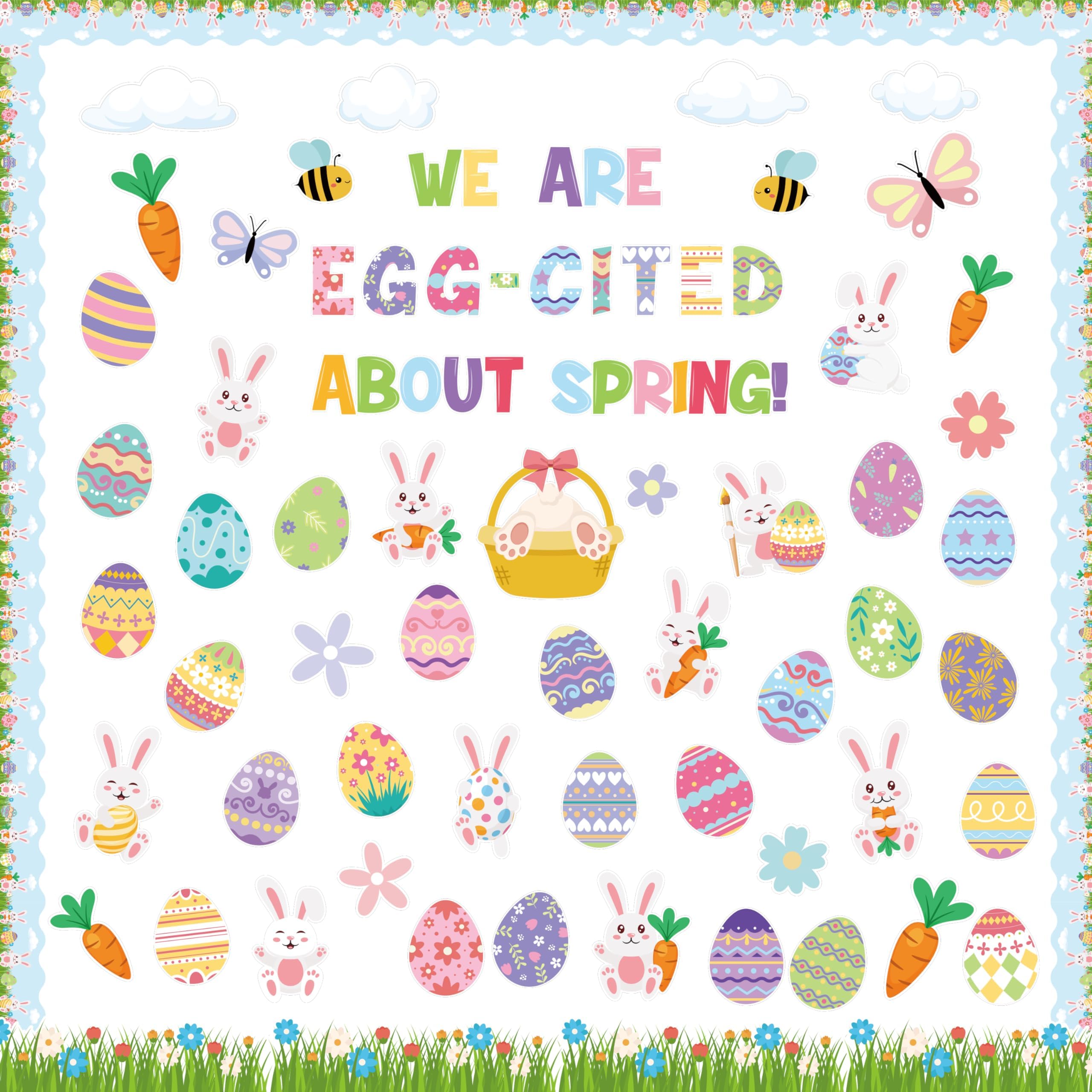 Amazon.com: AsodSway Easter Spring Egg Cutouts - 147Pcs Spring Easter ...