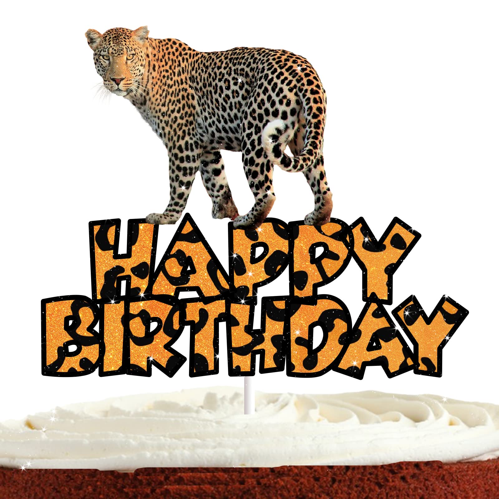 Amazon.com: Cheetah Cake Topper for Boy Girl Baby Shower Happy Birthday ...