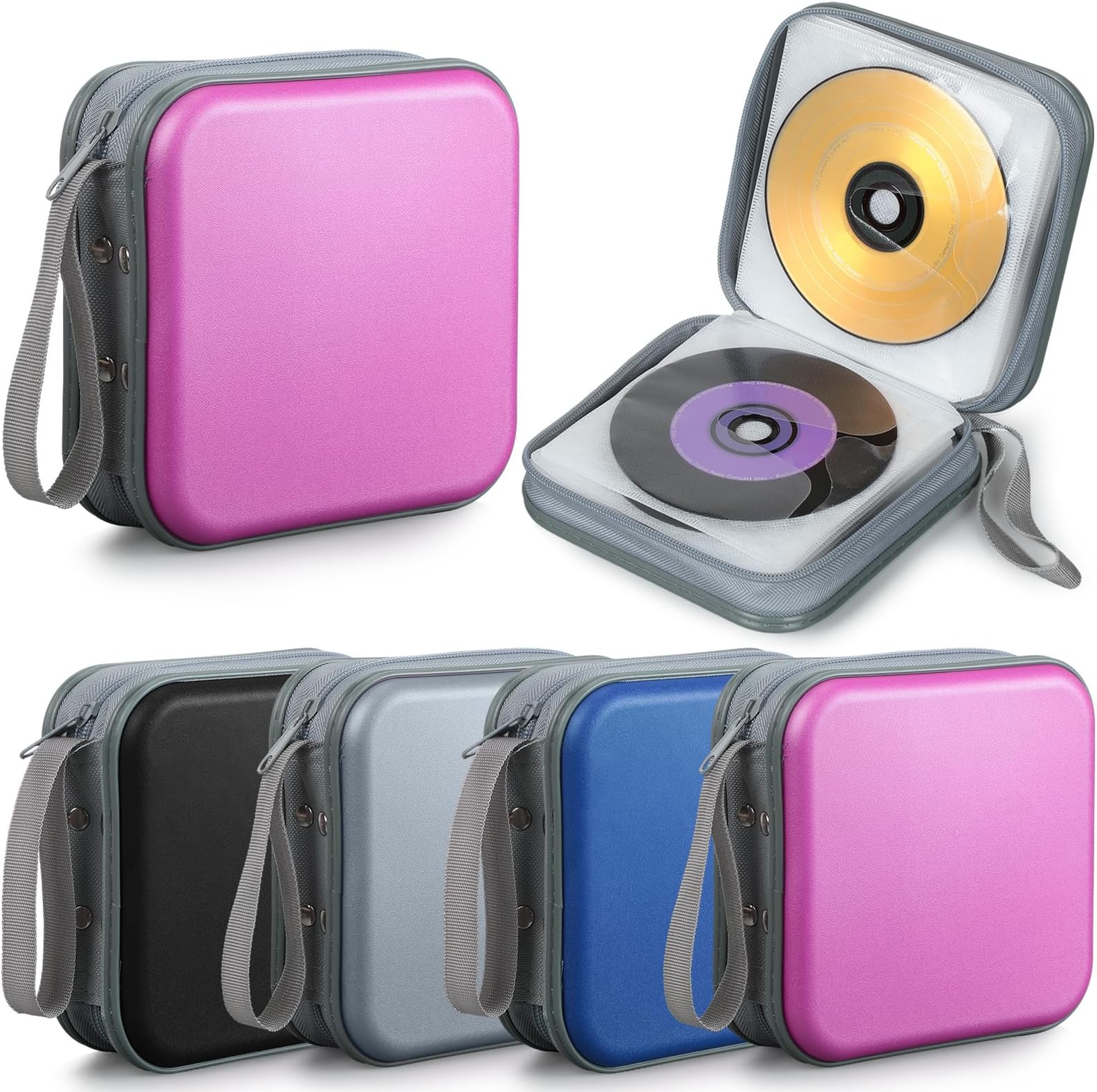 Amazon.com: Uiifan 4 Pack CD Case 192 Capacity Total DVD Storage Holder Portable DVD Case Holder ...