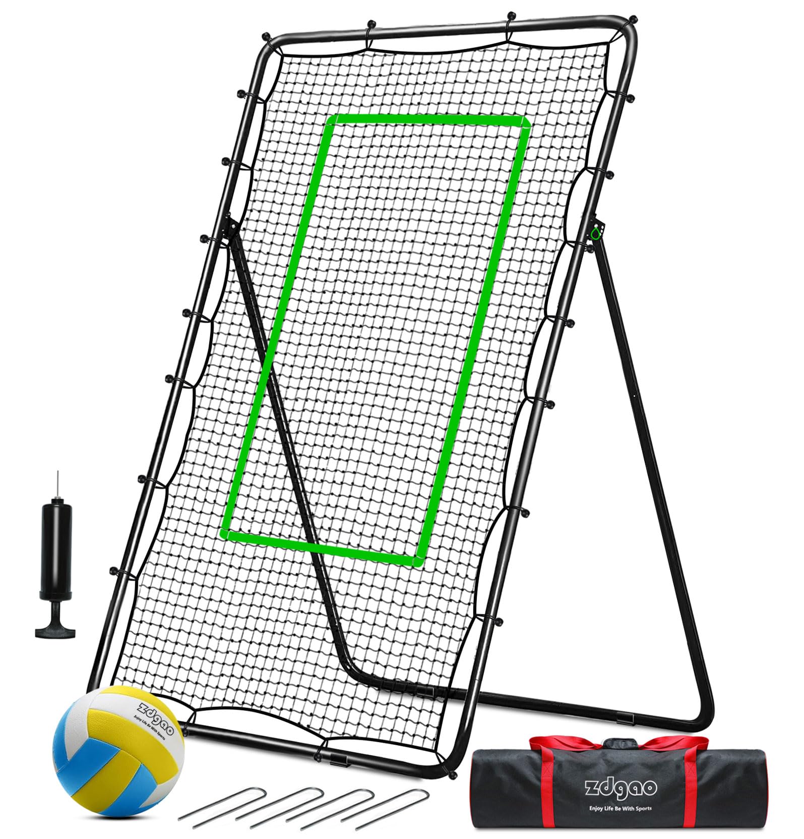 Rebounder Net Volleyball With Bungee Cords, Volleyball,Carry Rebound Net