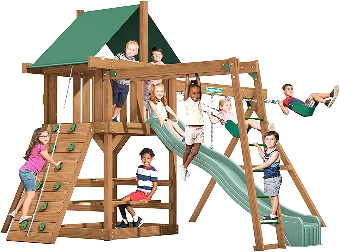 Amazon.com: Creative Playthings Clayton Pack 2 Wooden Swing Set (Made ...