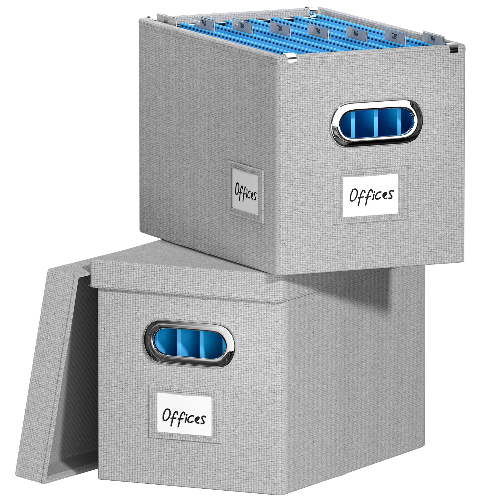 File Organizer Box with Lid- Hanging Storage File Box with Metal Slide ...