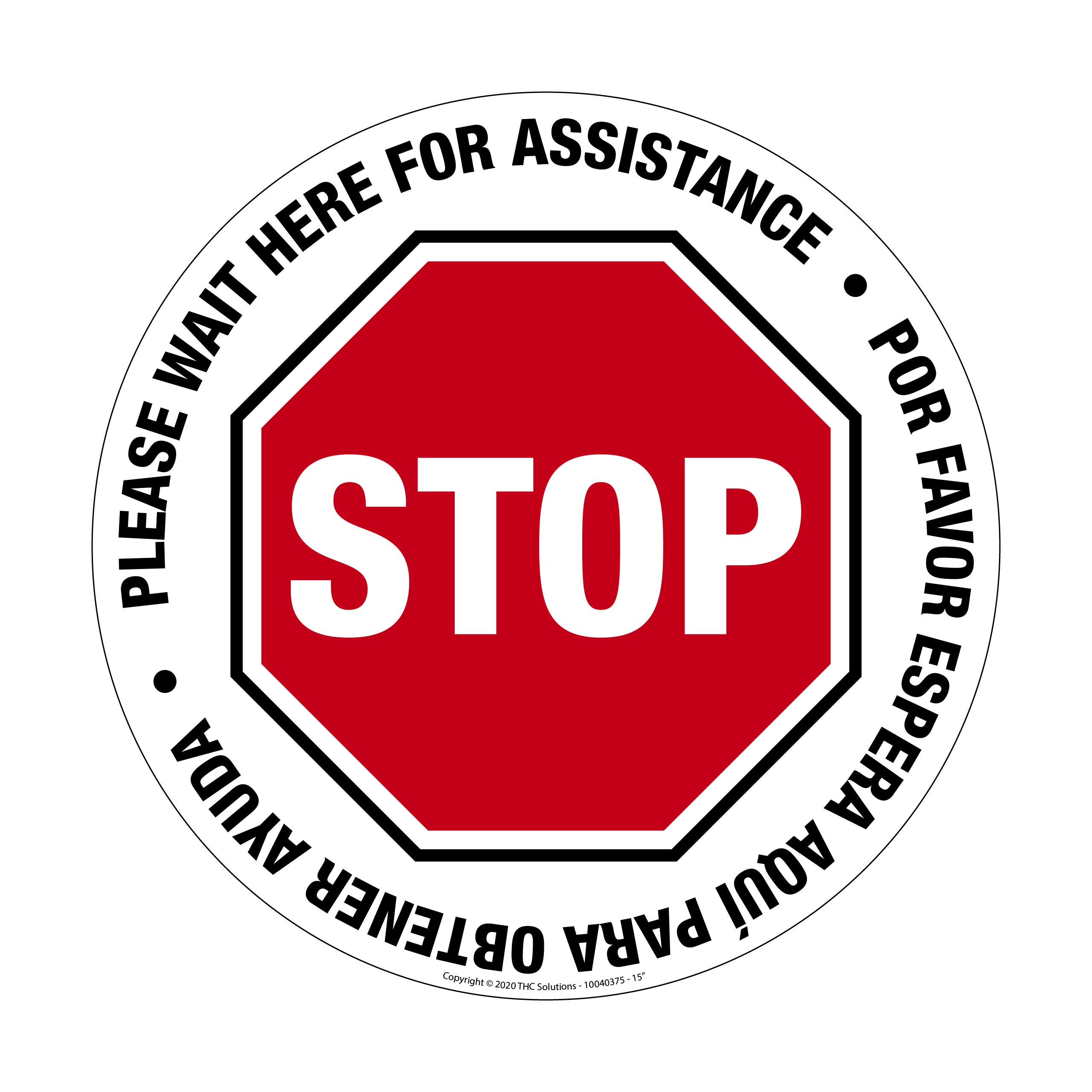 Amazon.com: Please Wait Here for Assistance - STOP Sign, English ...