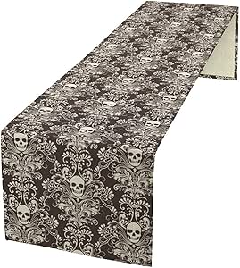 Amazon.com: Gothic Table Runner Retro Skull Figure Pattern Table Runner ...