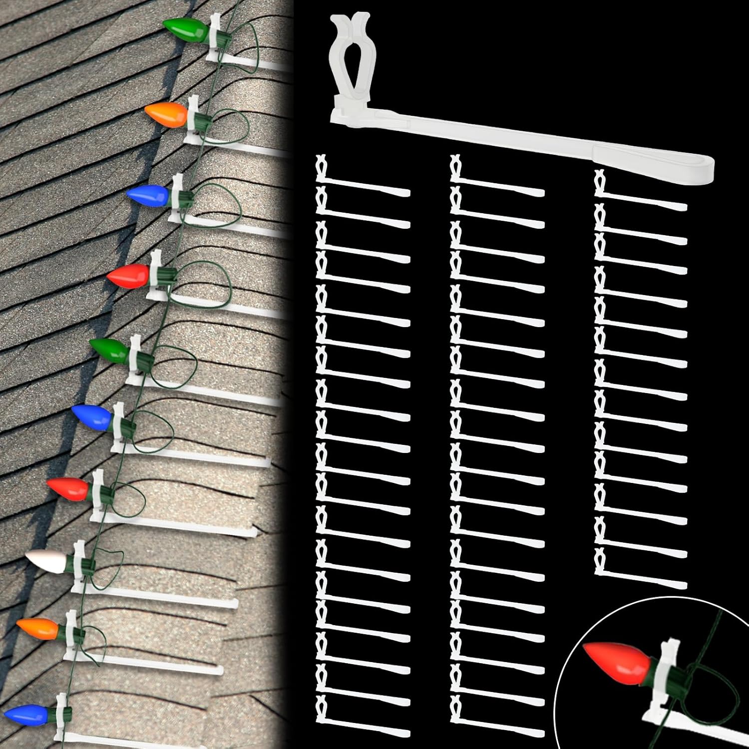 48 Ridge Clips for Christmas Lights-Roof Shingle Clips for Outdoor ...