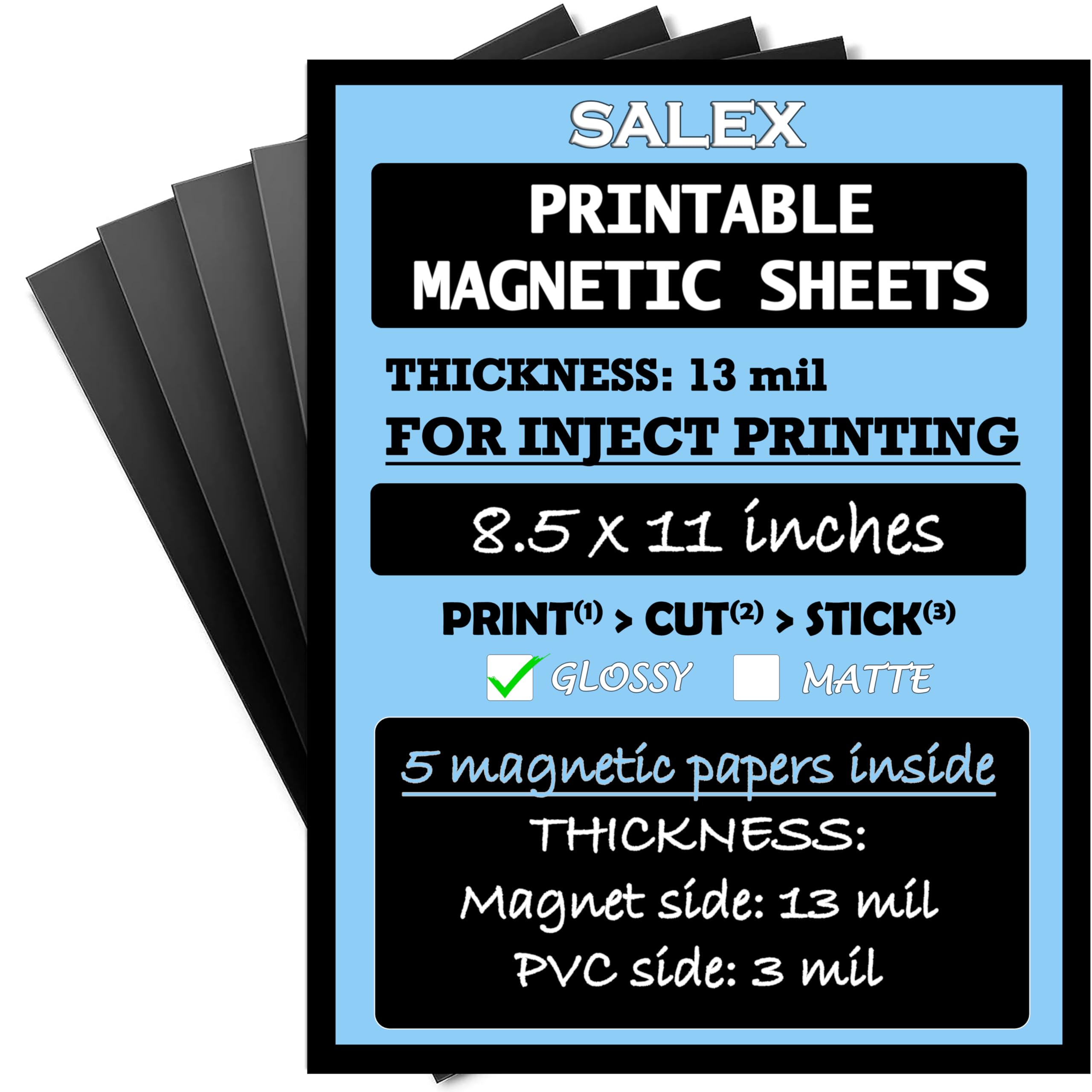 Amazon.com : Printable Magnetic Sheets 8.5" x 11" for Inkjet Printers ...