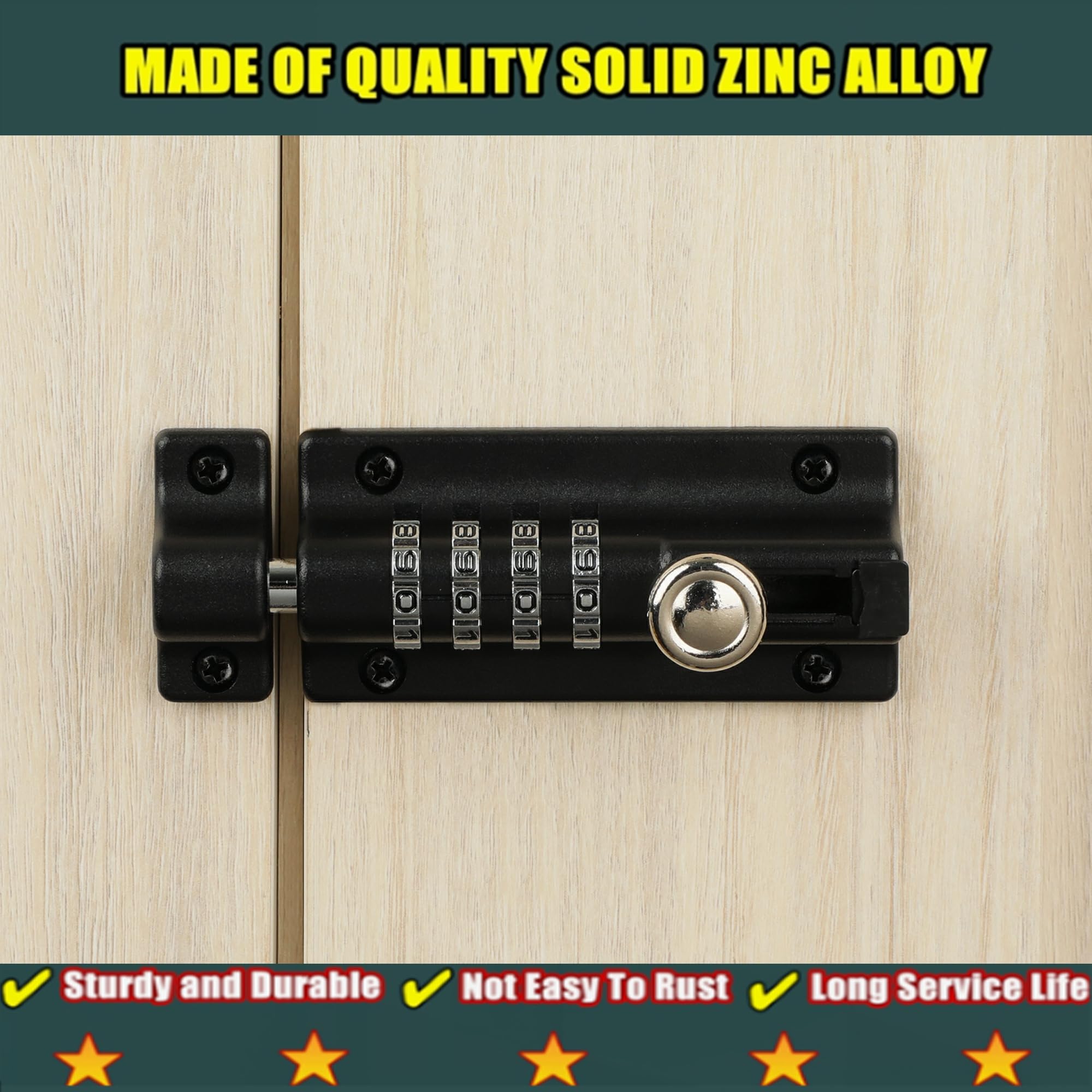 Snapklik.com : Alise Coded Lock Gate Latch Slide Bolt Latches