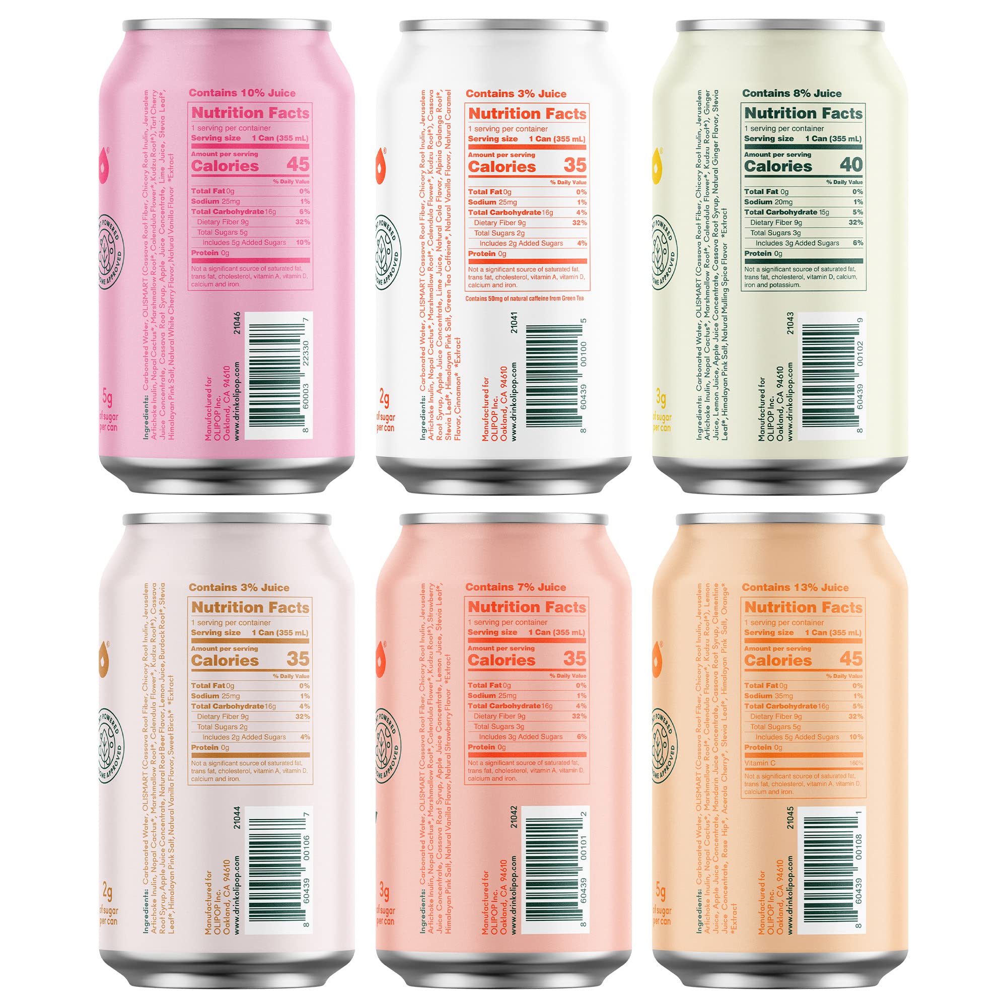 Snapklik.com : OLIPOP - The Sampler, 6-Flavor Soda Variety Pack, Healthy Soda, Prebiotic Soft ...
