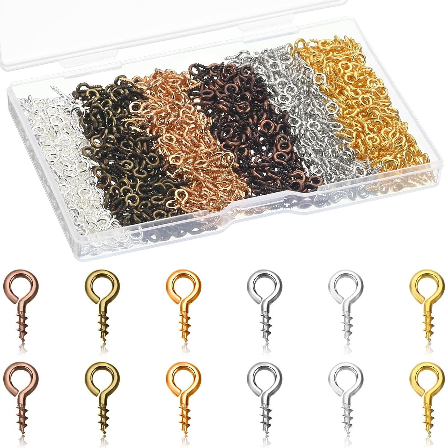 Amazon.com: Hotop 600 Pcs Screw Eye Pins Hooks 6 Colors Small Metal ...