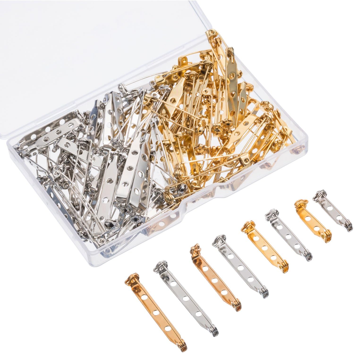 Amazon.com: Sowaka 30 Pcs Safety Pin Back Multi Size Silver Metal ...