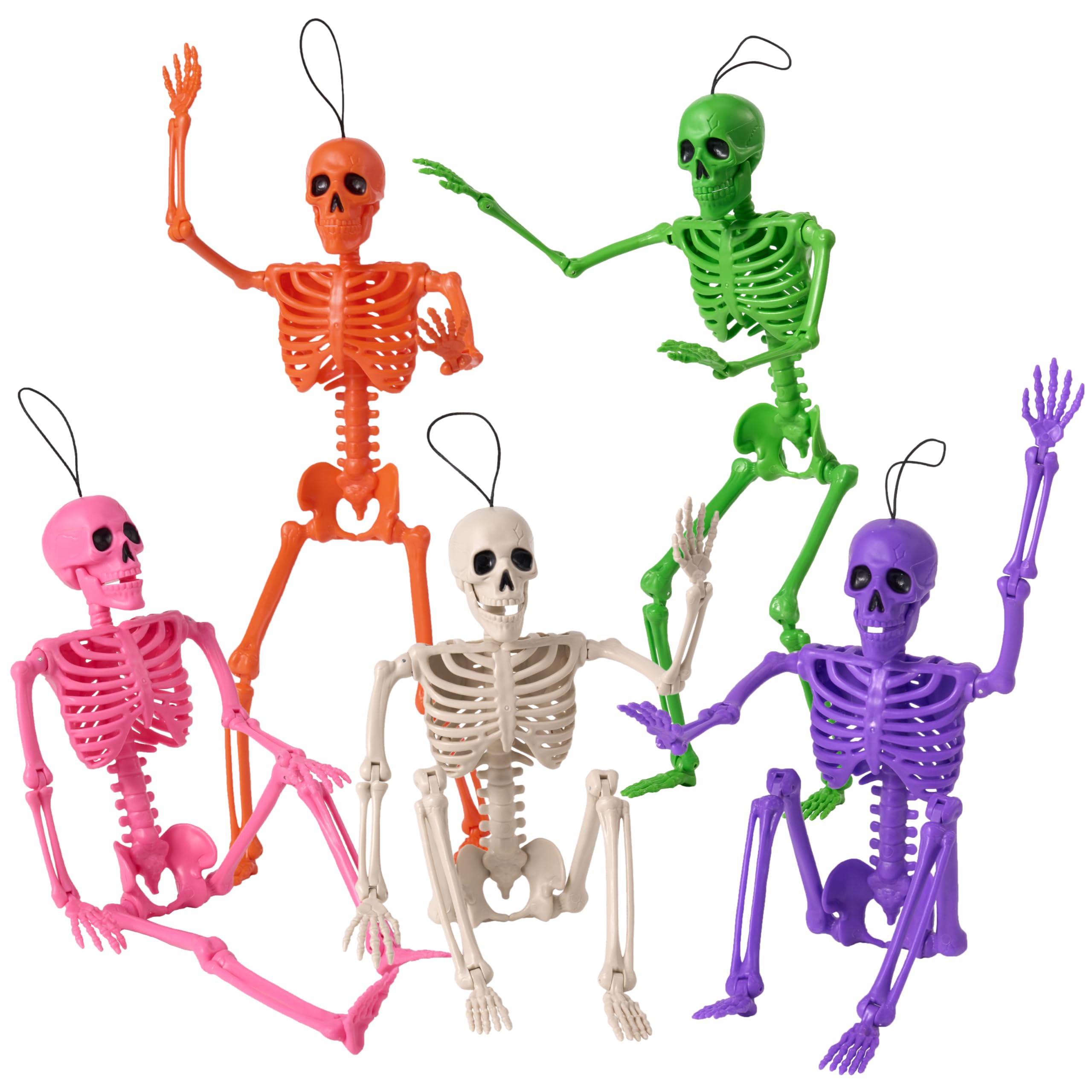 Snapklik.com : 5 PCS Posable Halloween Skeleton Decor 16 Inches, Full ...