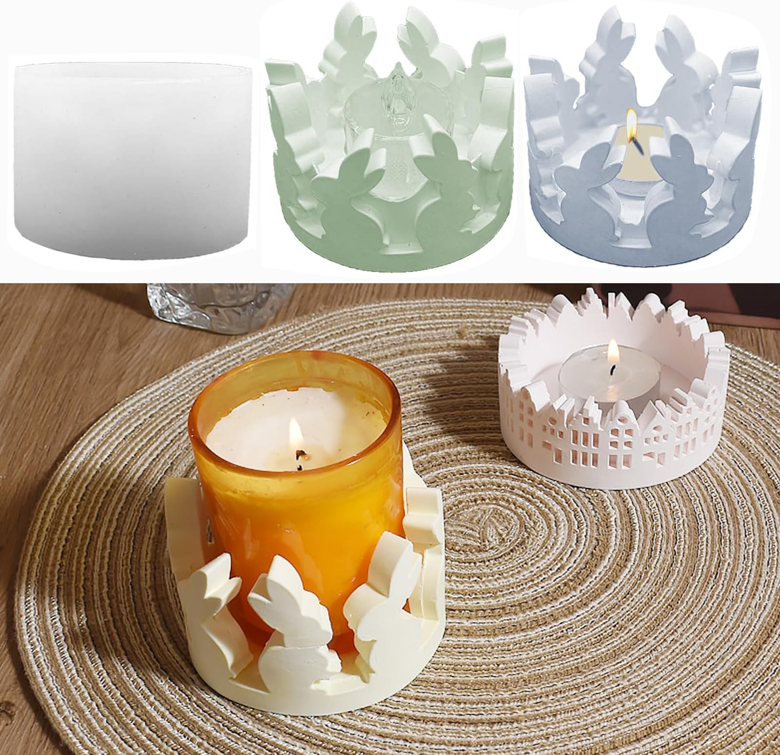 Silikonformen Gießformen Ostern,Silikonform Hase Gießform Kerzenhalter ...