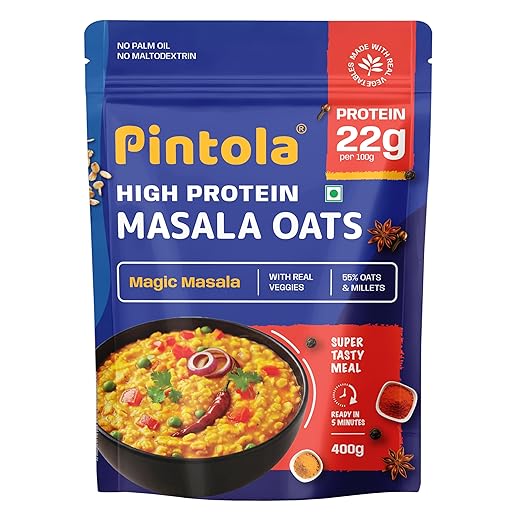 Pintola 22g High Protein Masala Oats 400g, Magic Masala, Breakfast ...