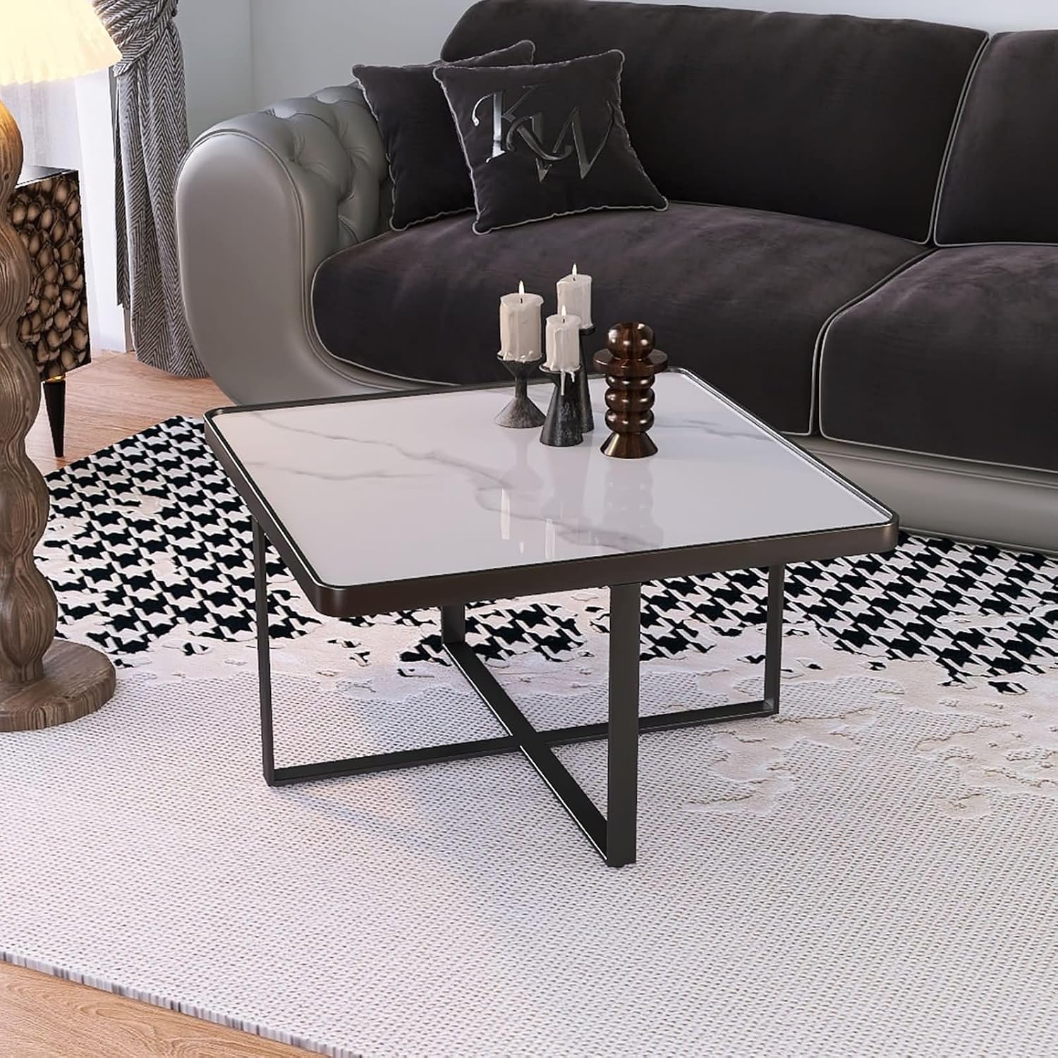 Amazon.com: Coffee Tables Modern, Minimalism Square Coffee Table,Black ...