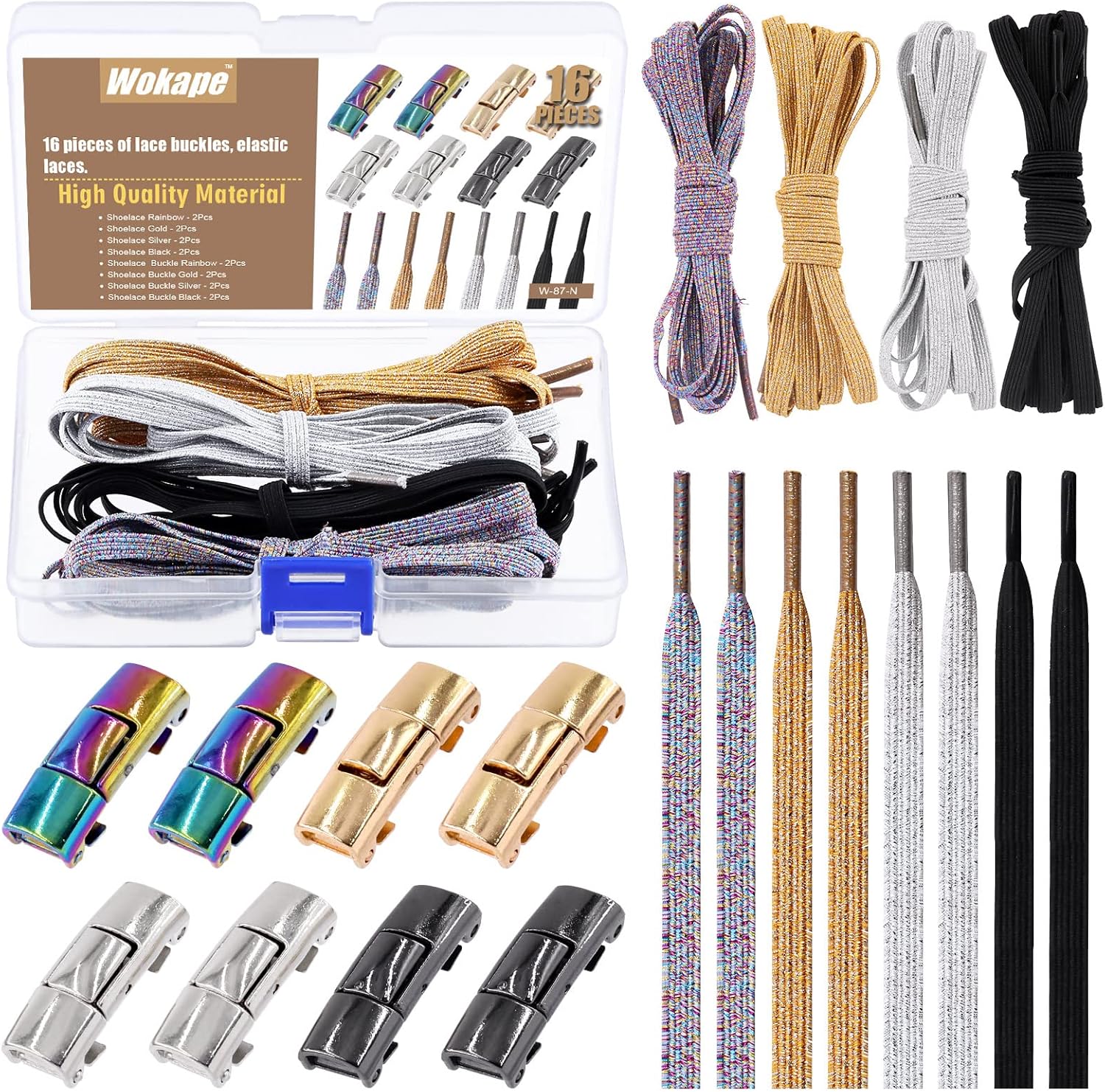 Amazon.com: Wokape 16Pcs Quick Magnetic No Tie Shoe Laces Lock with ...