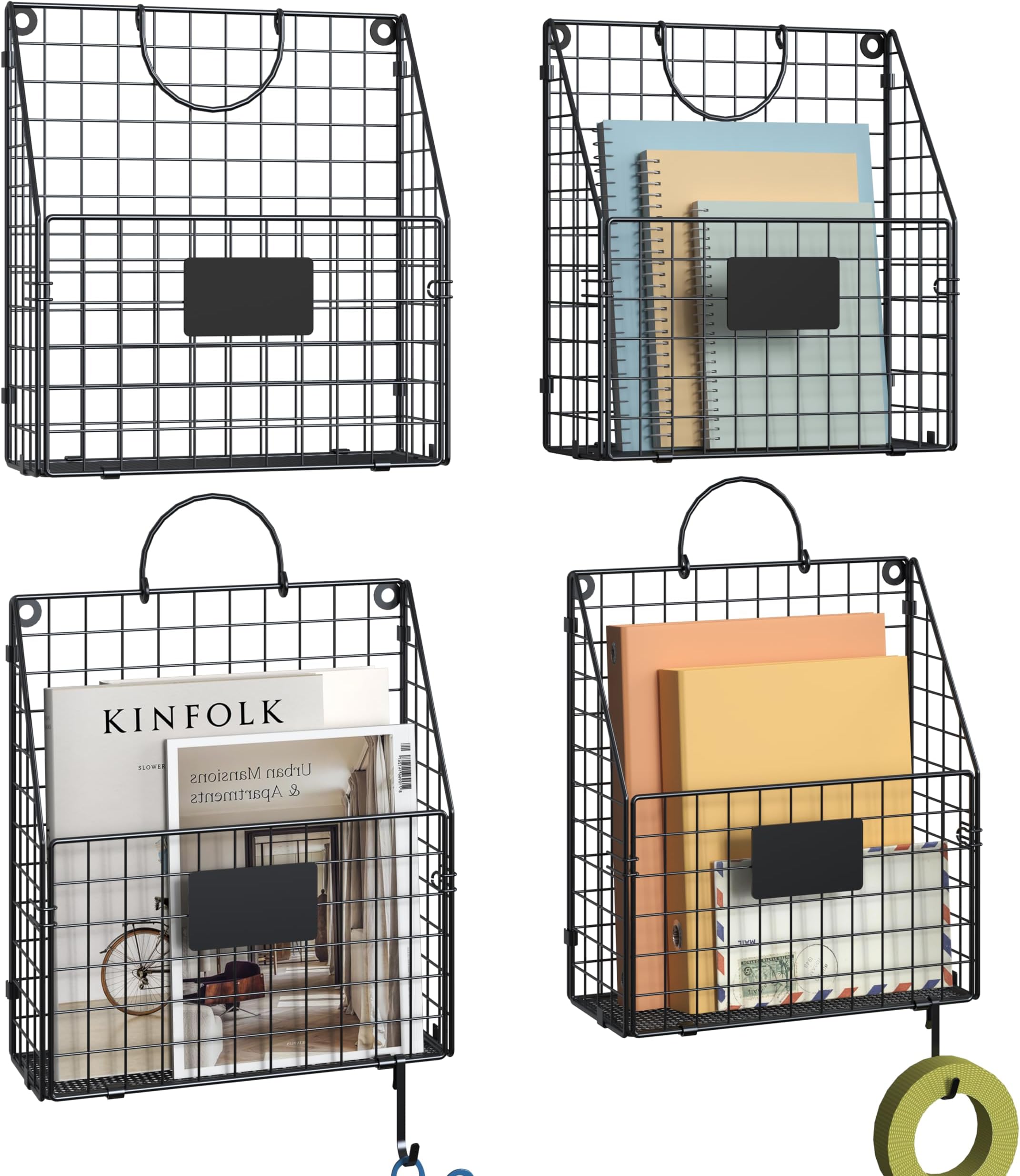 Amazon.com : Designstyles Three Tier Wall File Holder – Durable Black ...