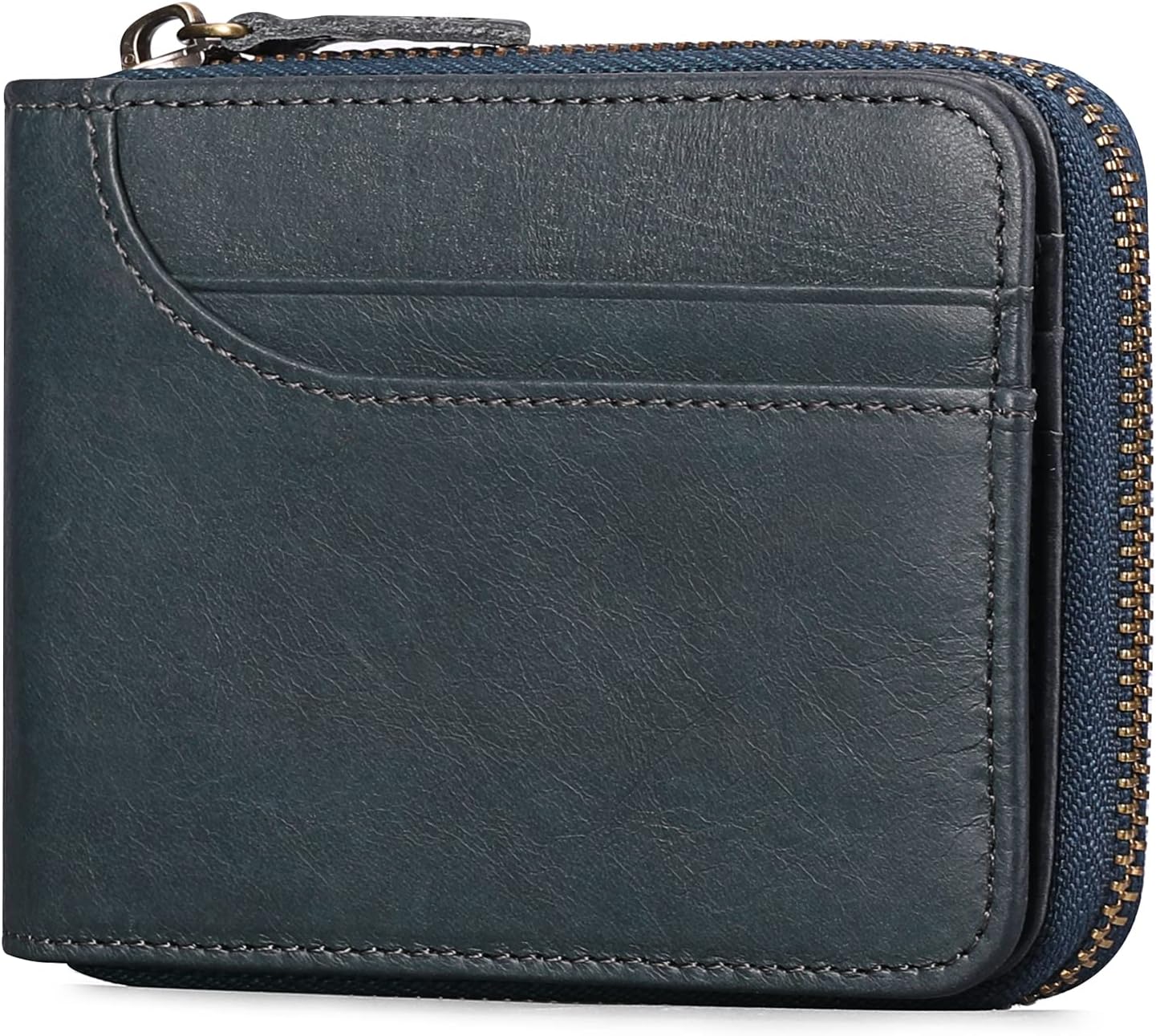 Wallets for Men Leather Wallet RFID Zip Around Bifold Credit Card ...