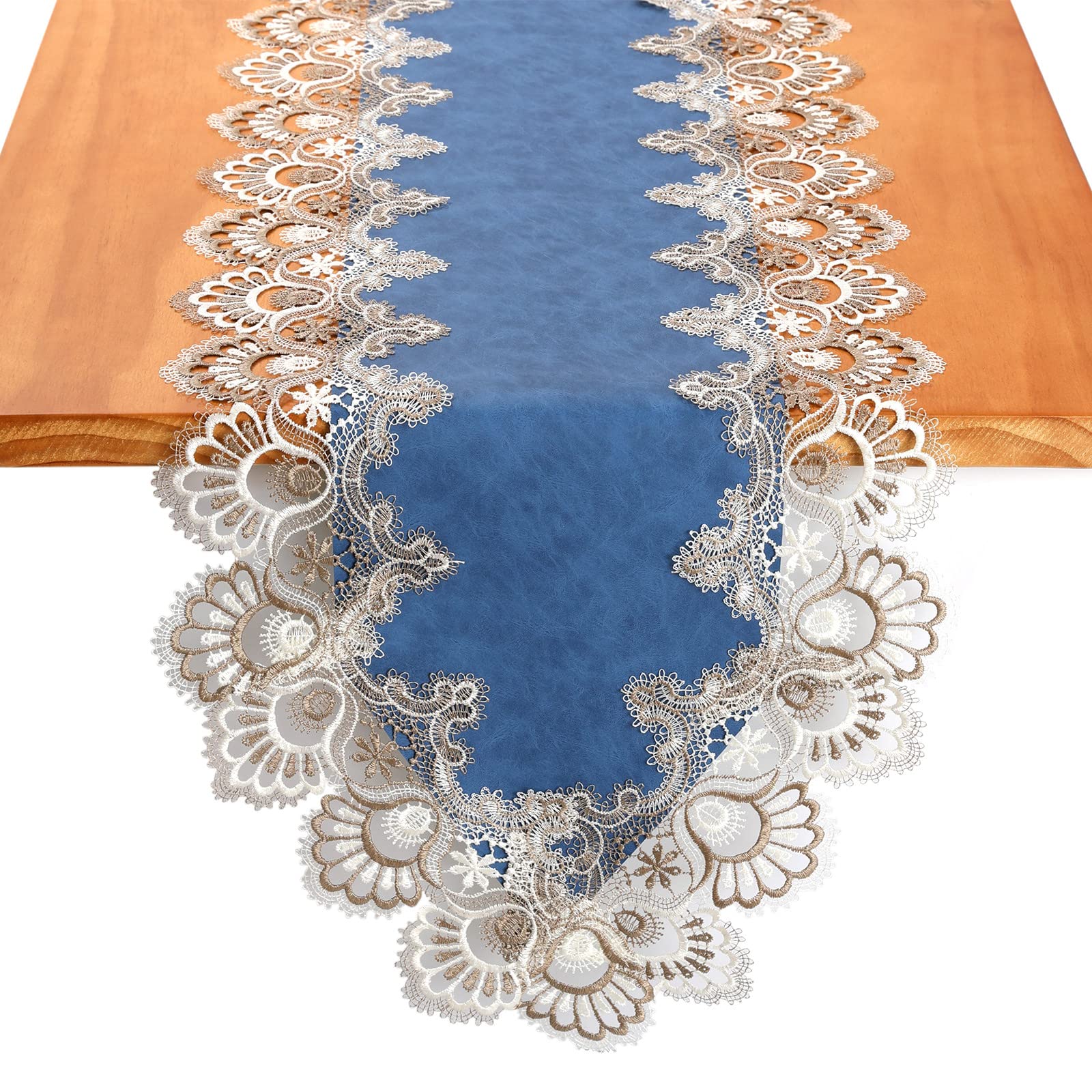 Amazon.com: Lace Table Runner, Waterproof Oil-Proof PU Leather Table ...