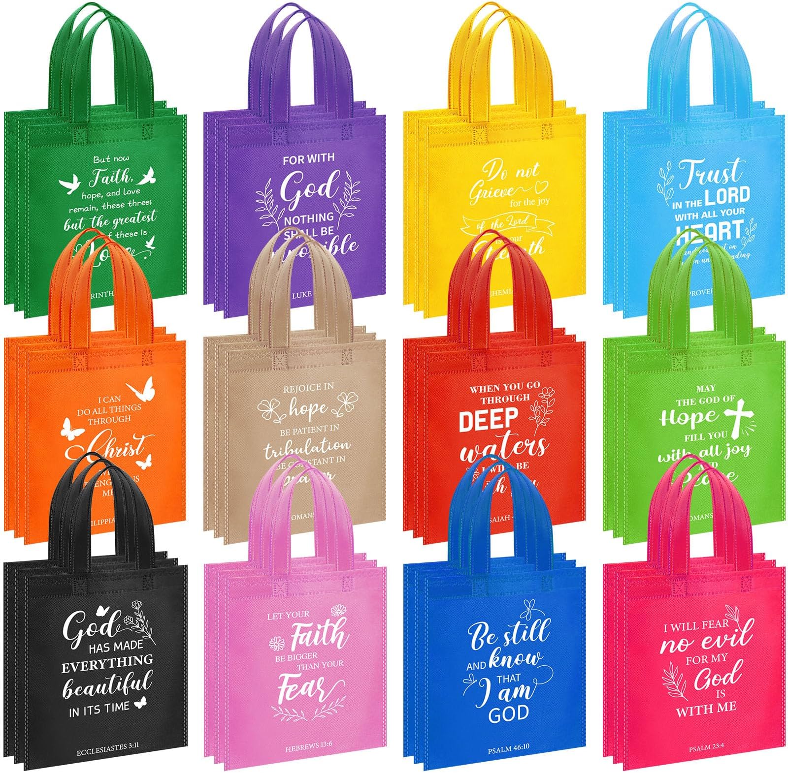 Amazon.com: Sweetude 40 Pcs Reusable Christian Gift Bags Bulk,Non Woven ...