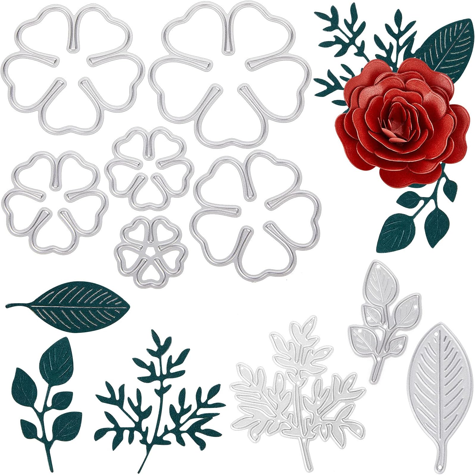 Amazon.com: 10Pcs 3D Flowers Spiral Metal Cutting Dies, 3D Layering ...