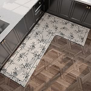 Amazon.com: BANEBOR L-Shaped Kitchen Rug - Non-Slip Absorbent Floor Mat ...