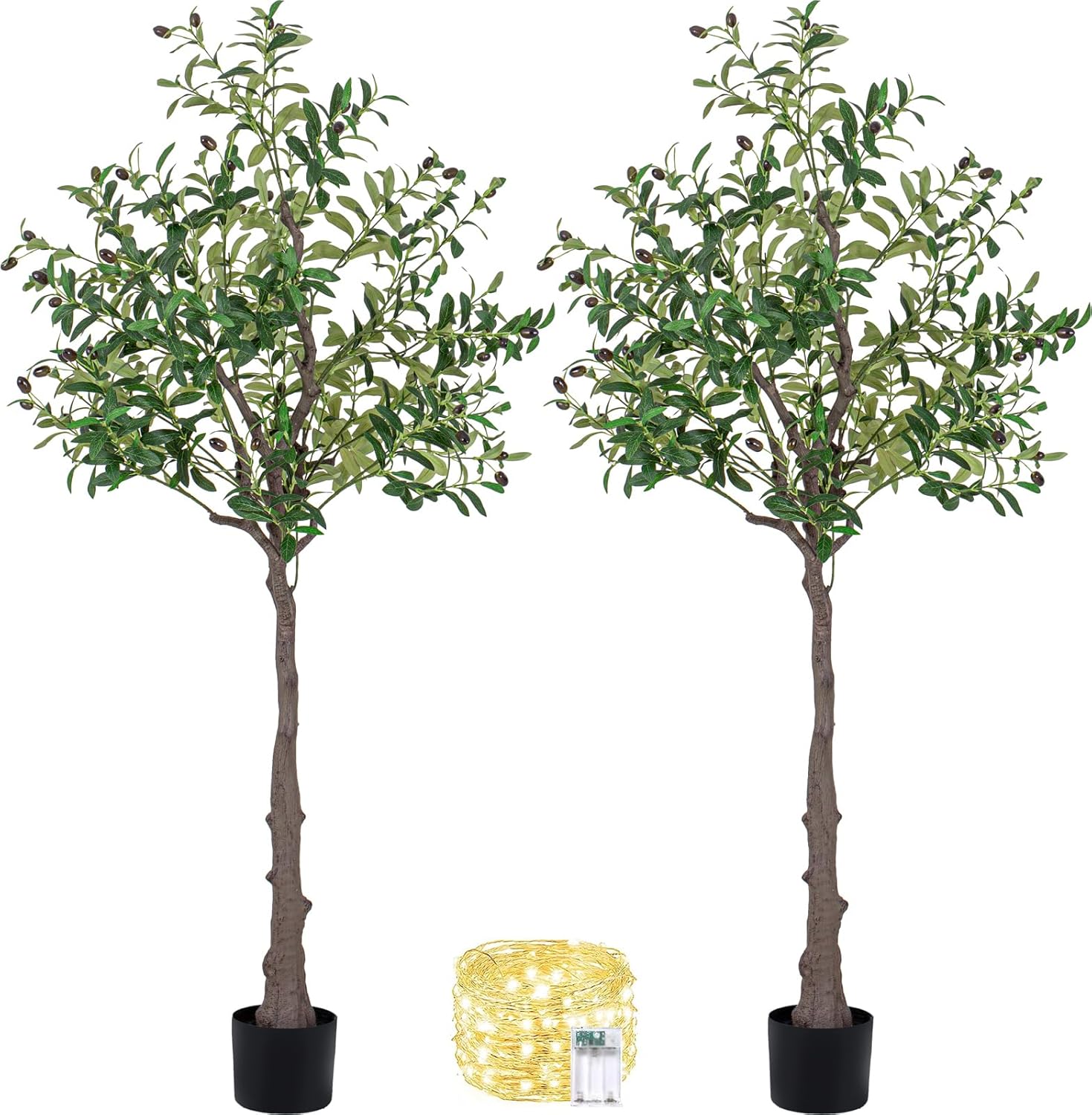 Amazon.com: 2 Pack Artificial Olive Tree 5FT Tall, Faux Olive Silk Tree ...