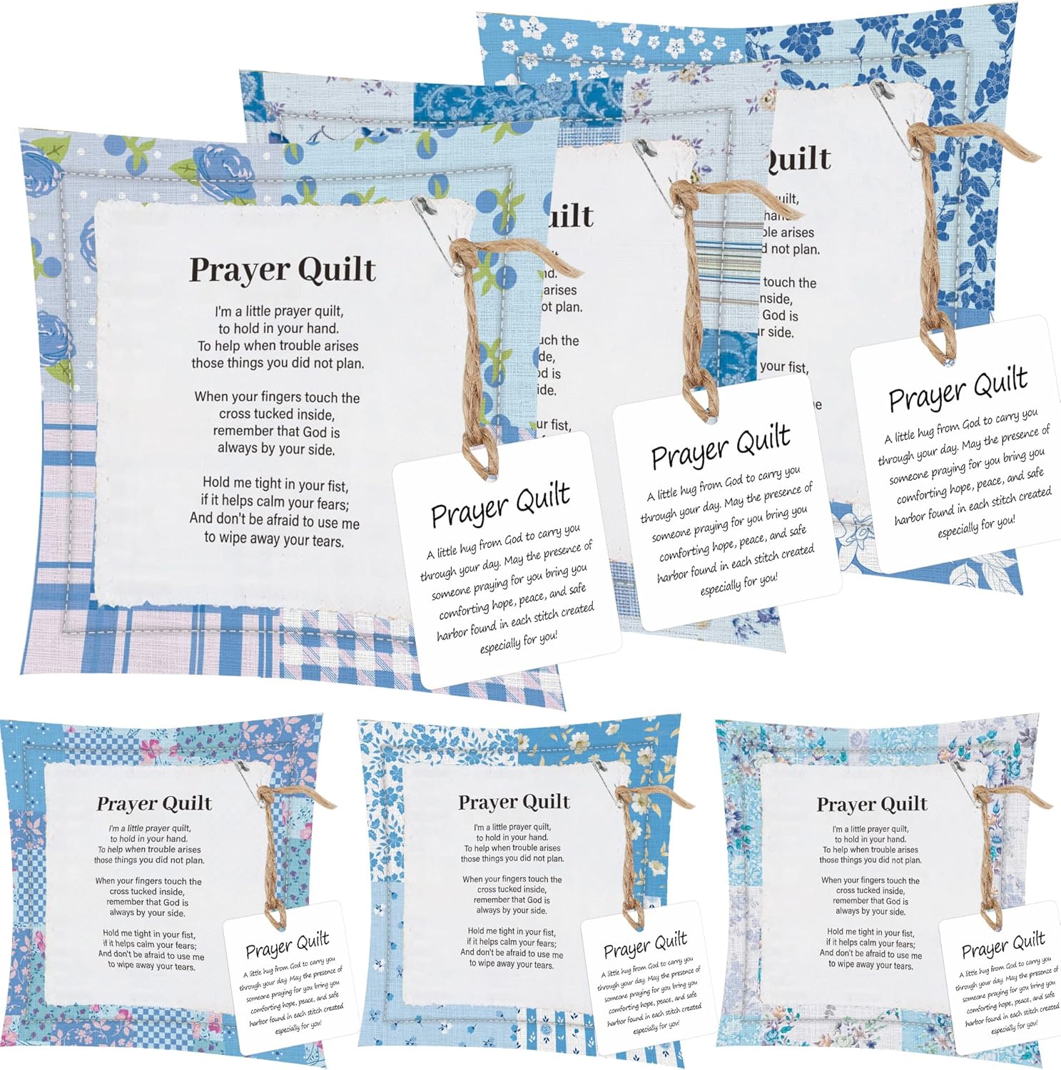 Amazon.com: Bozidol 6 Pcs Mini Prayer Quilt with Cross Inside, Classic ...