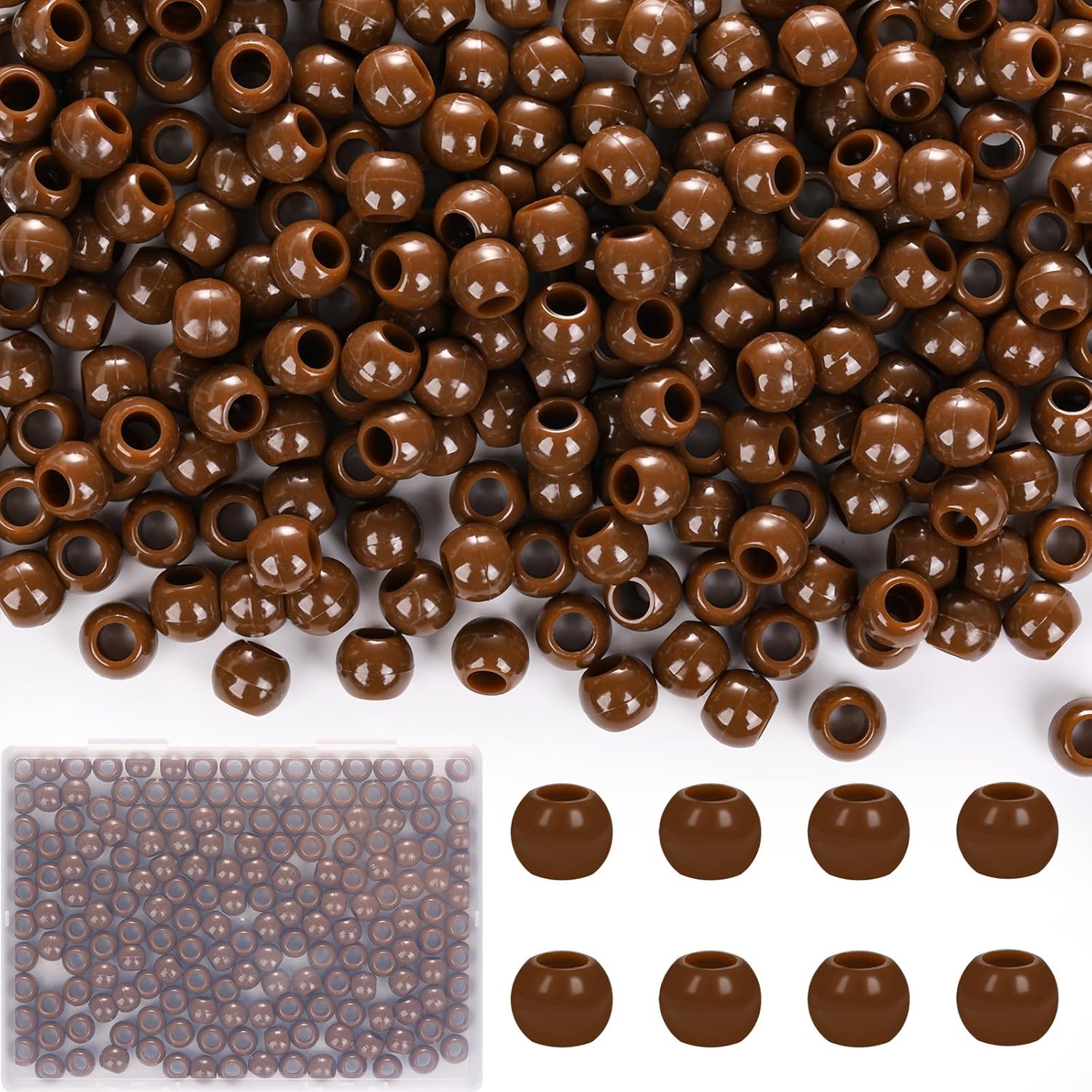 Amazon.com: DoDoBeads 200 pcs 10×12mm Hair Beads, Brown Large Hole ...
