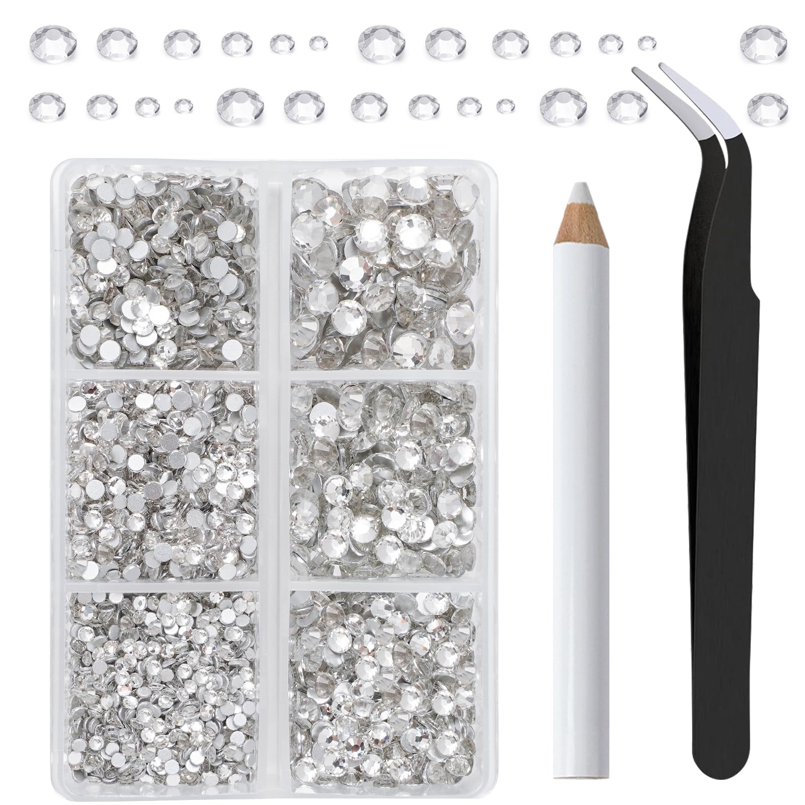 Canvalite 3600pcs Crystal Clear Rhinestones for Nails Glue Fix Sparkly ...