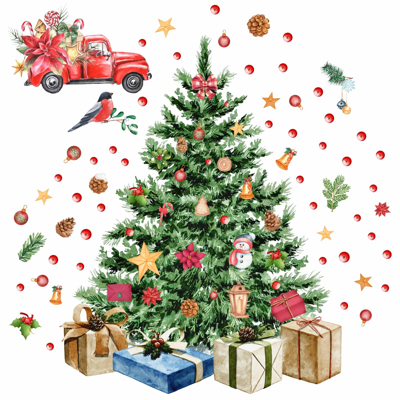 Amazon.com: Large Christmas Tree Wall Decals Merry Christmas Wall ...
