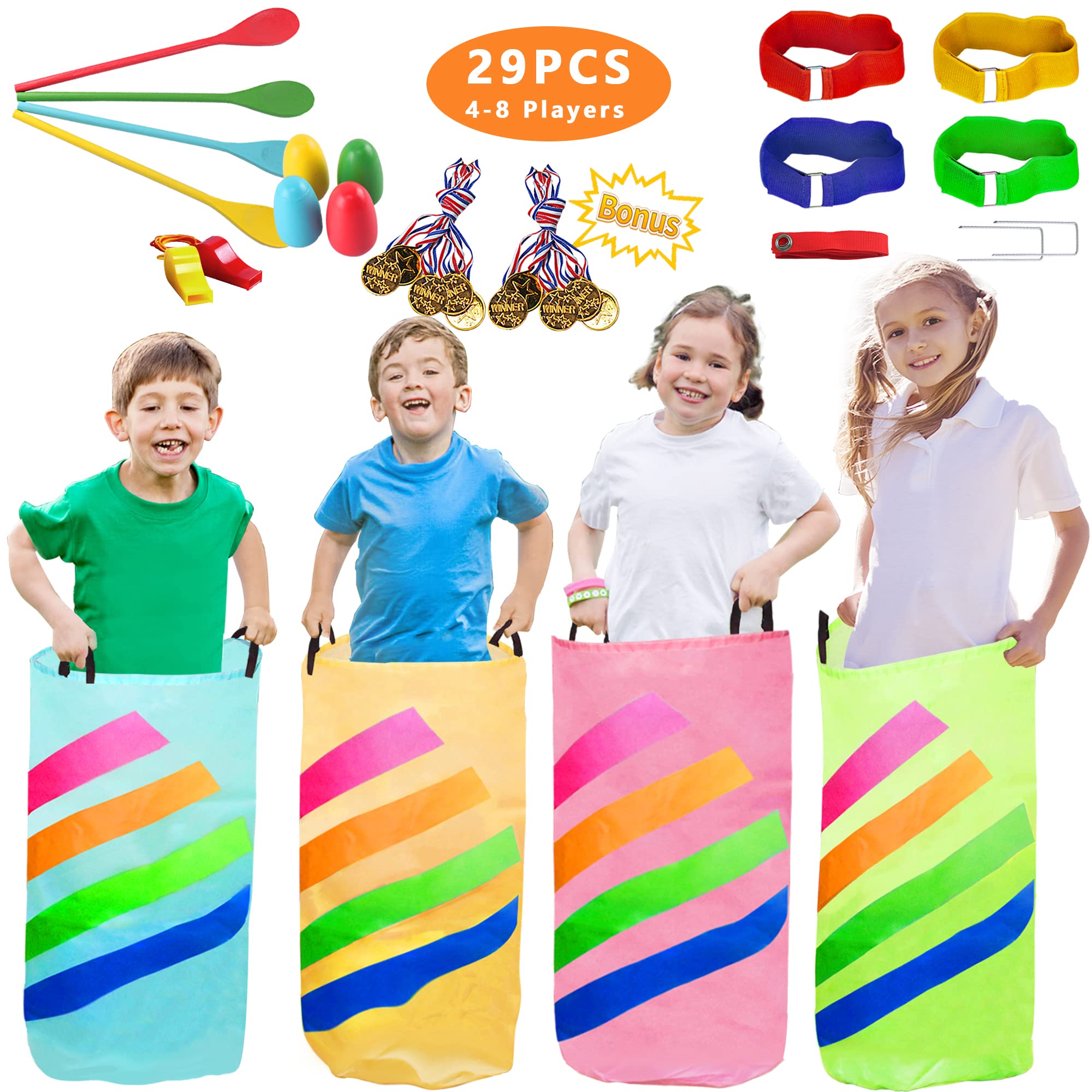29PCS Potato Sack Race Bags, Egg and Spoon Race, Carnival Games 3 ...