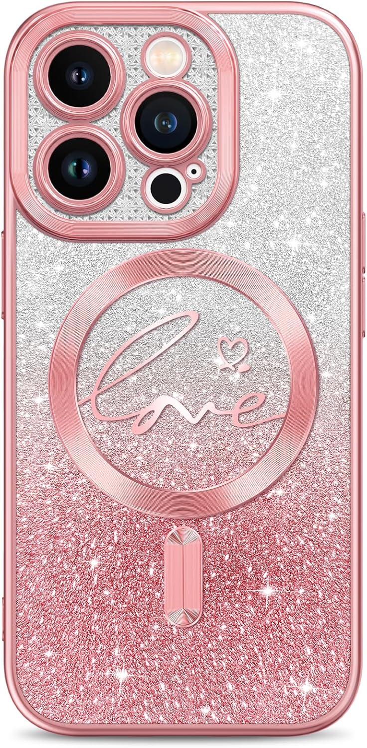 Amazon.com: Hython for iPhone 13 Pro Case Glitter, Clear Magnetic Phone Cases with Luxury Love ...