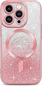 Amazon.com: Hython for iPhone 13 Pro Case Glitter, Clear Magnetic Phone Cases with Luxury Love ...
