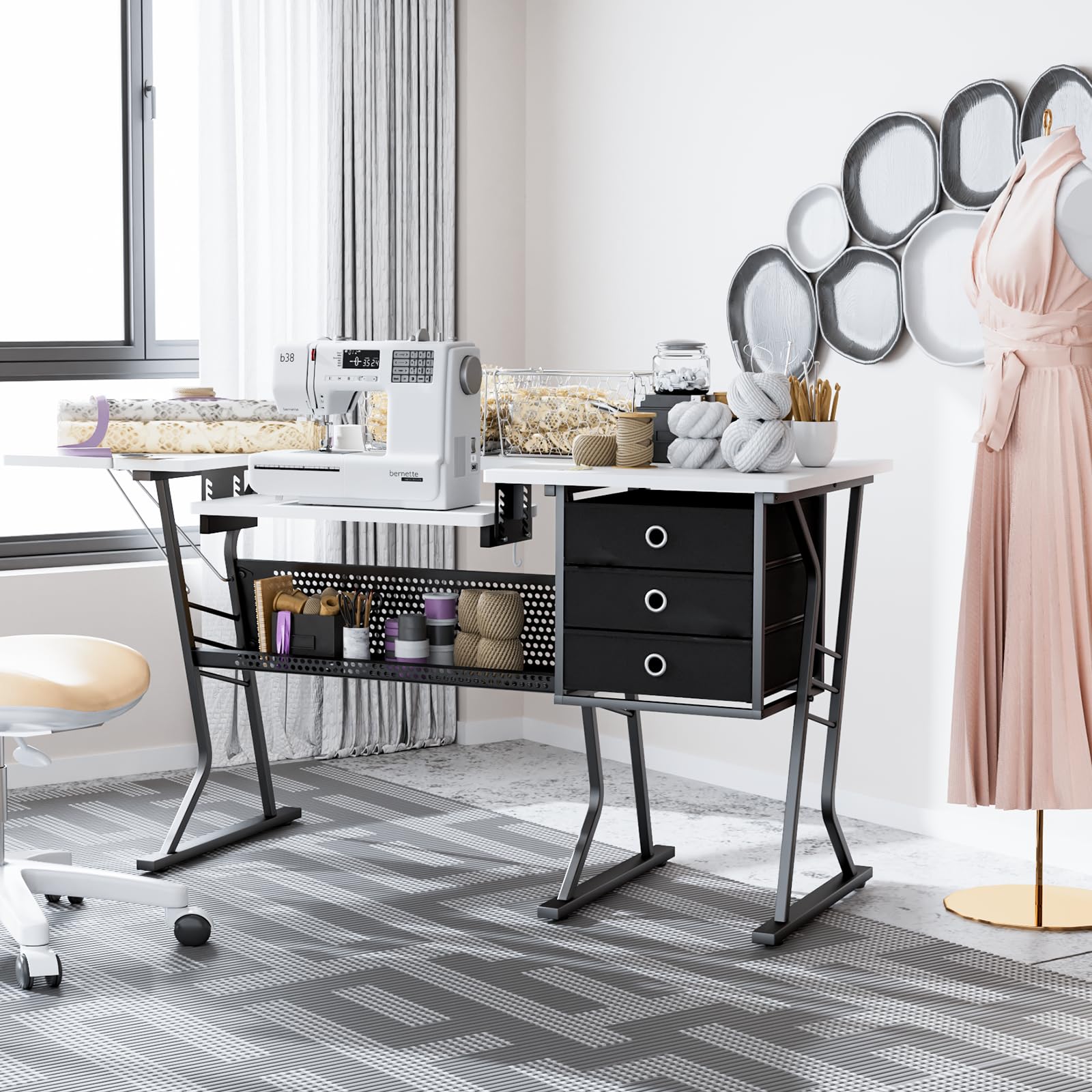 Monibloom 60 Sewing Craft Table Large Sewing Machine Table W ...